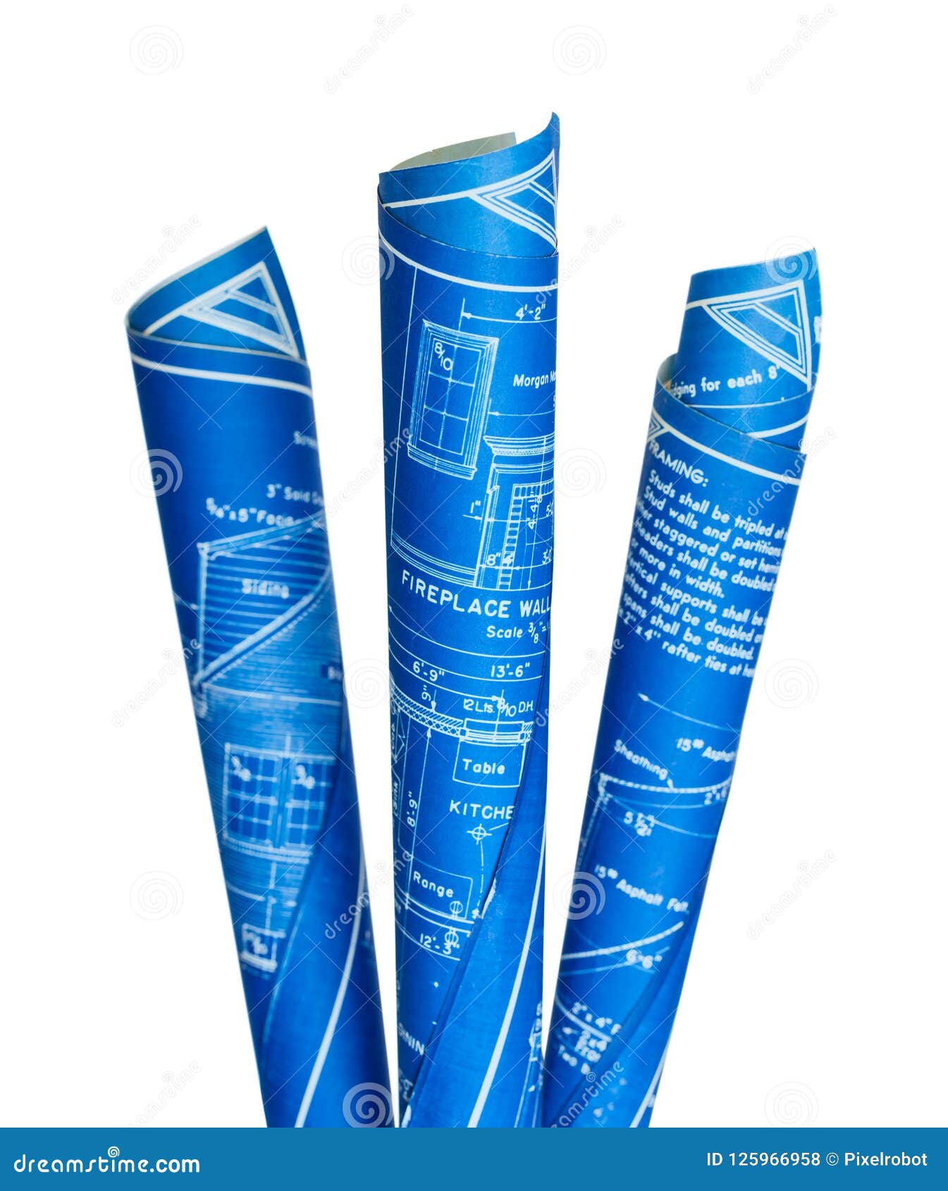 Three Blueprints stock photo. Image of home, close, incomplete - 125966958