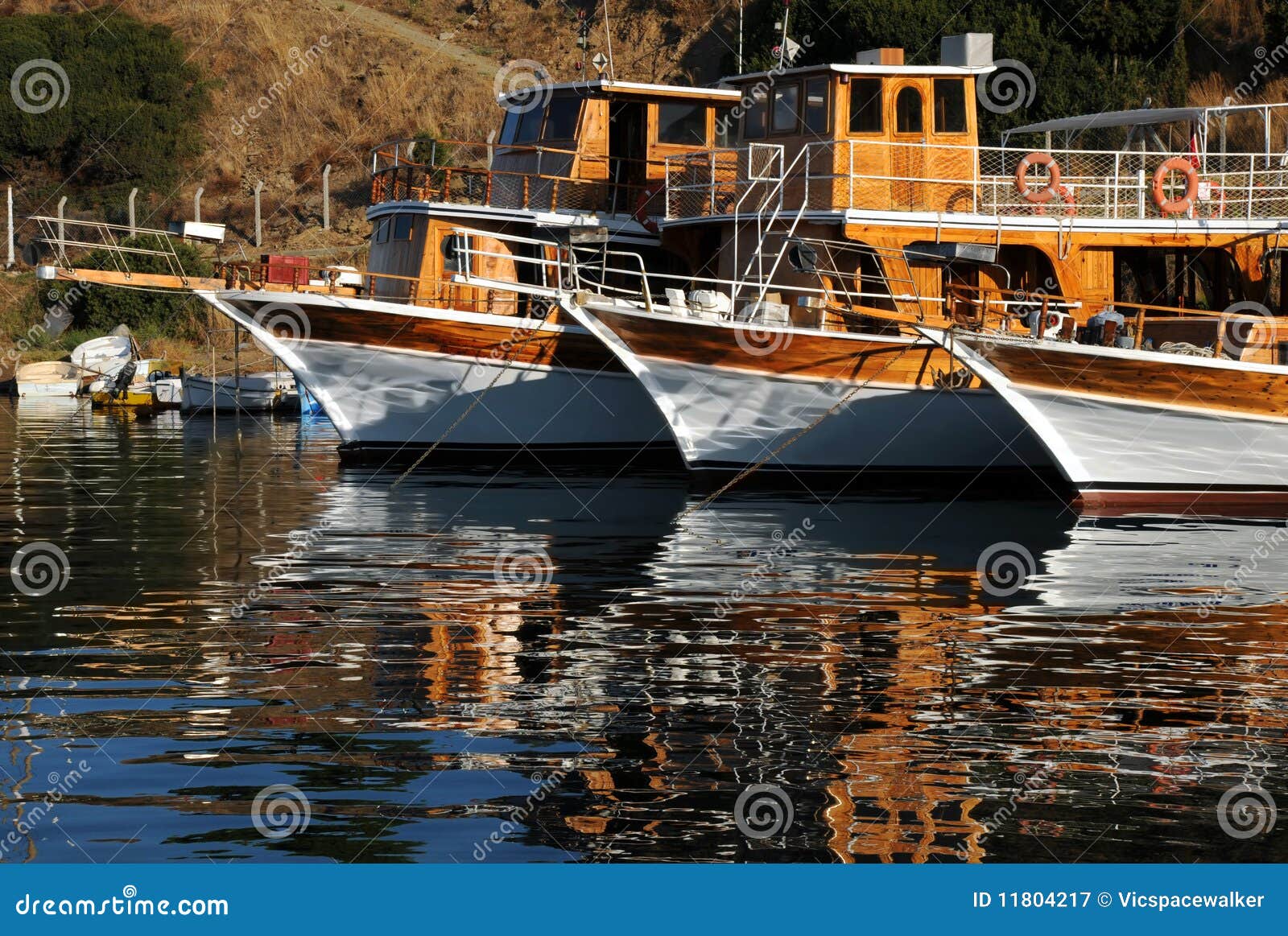 Three Boats in the Harbor stock image. Image of fleet - 11804217