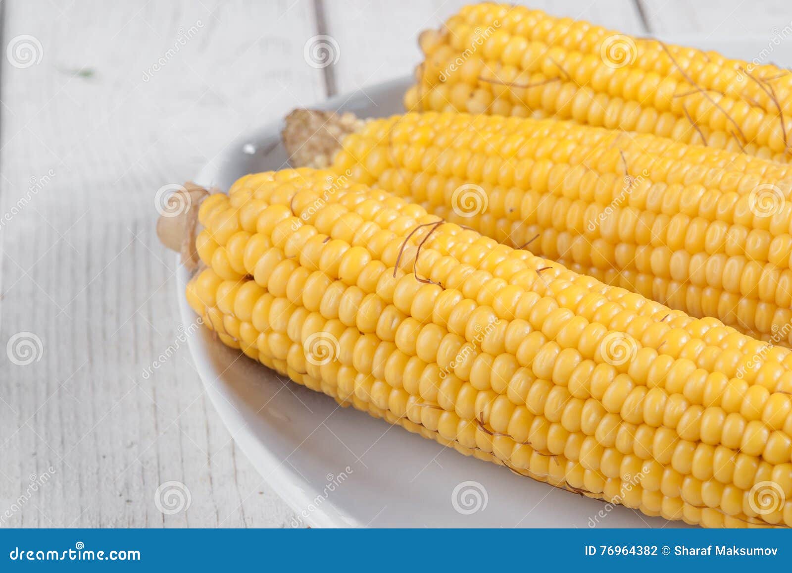 Three Boiled Corn on a Plate Stock Photo - Image of agriculture ...