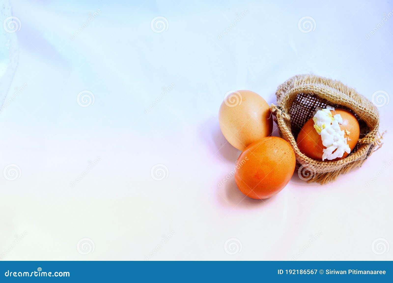 Three Boiled Eggs, One Broken Egg and Albumin Flowed from the Outer ...