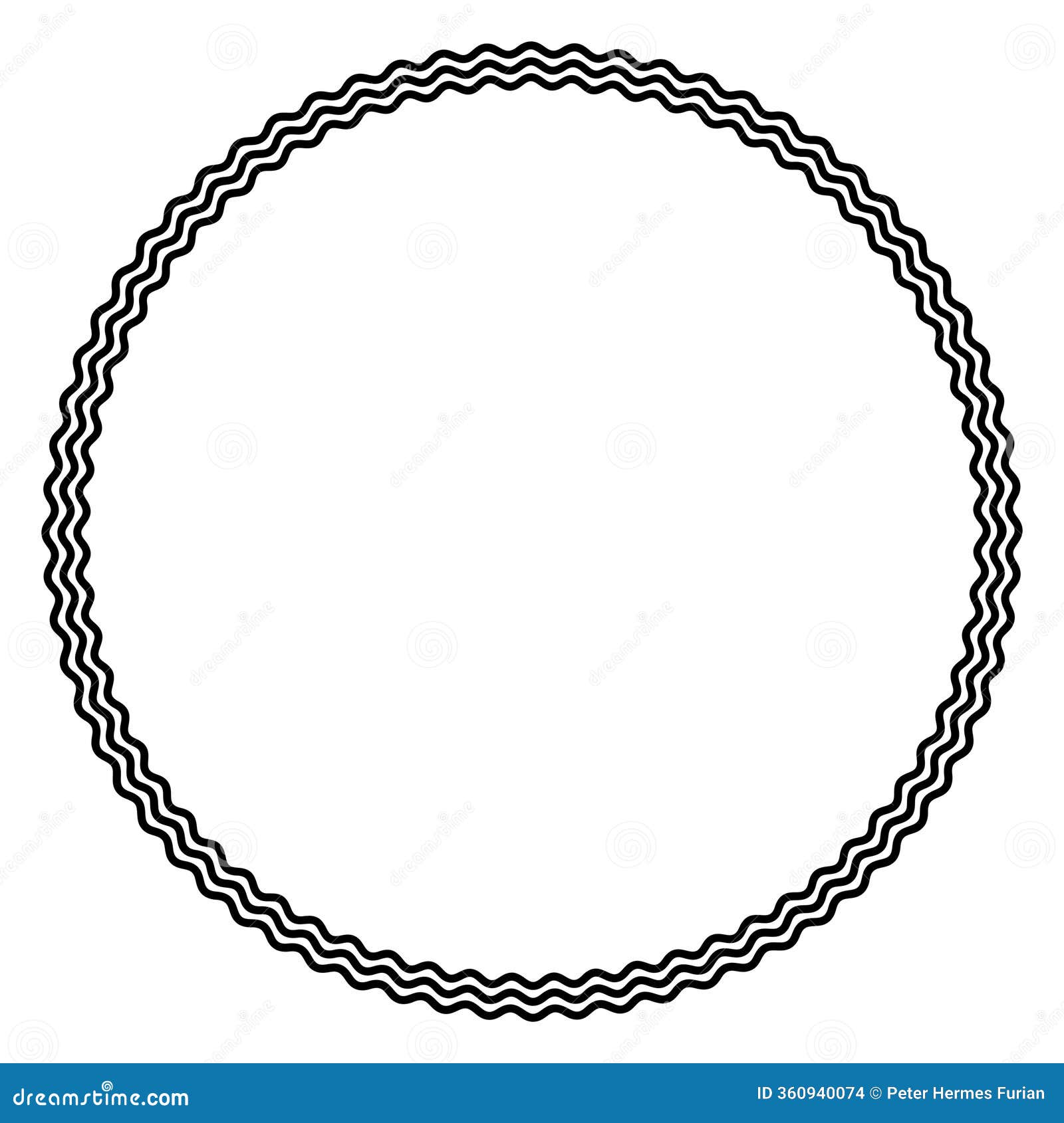 Three Bold Wavy Lines Forming a Large Circle Frame Stock Vector ...