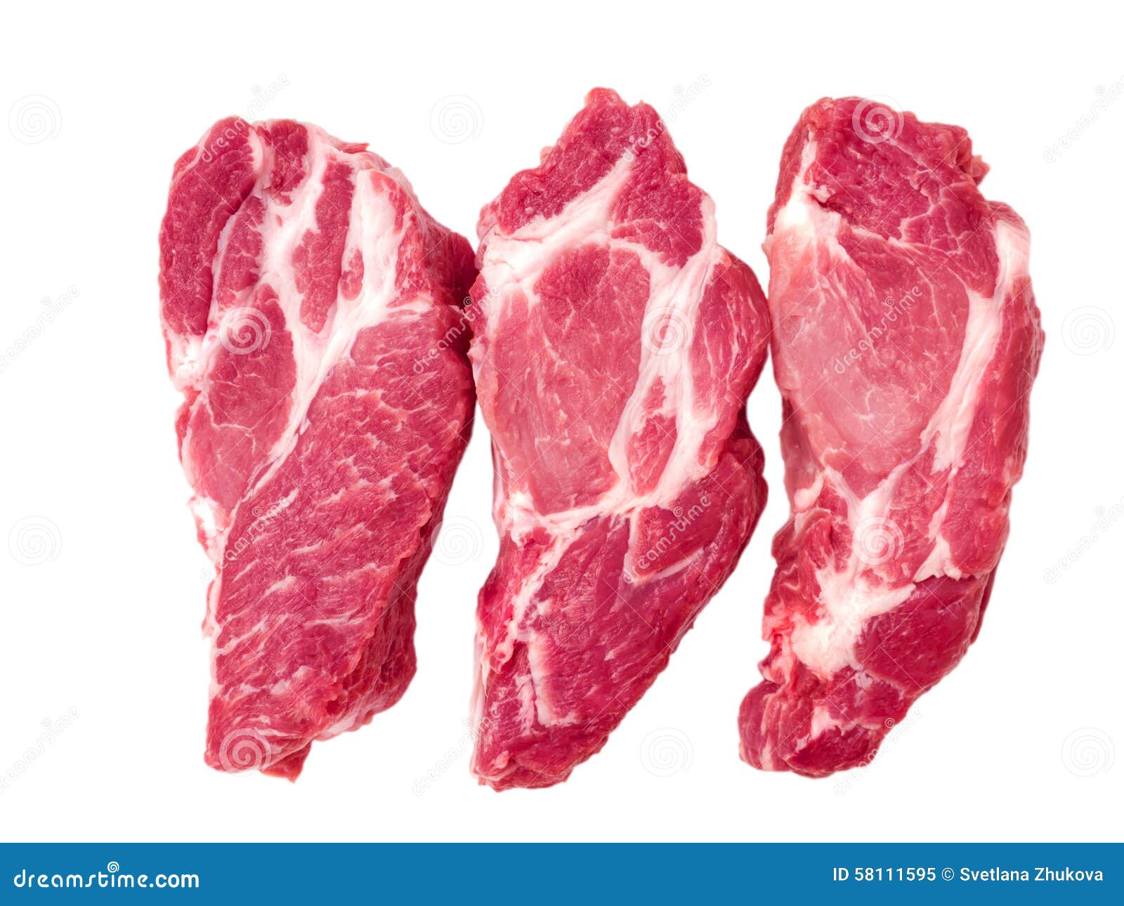 Three Boneless Pork Collar Slices Stock Image - Image of collar ...