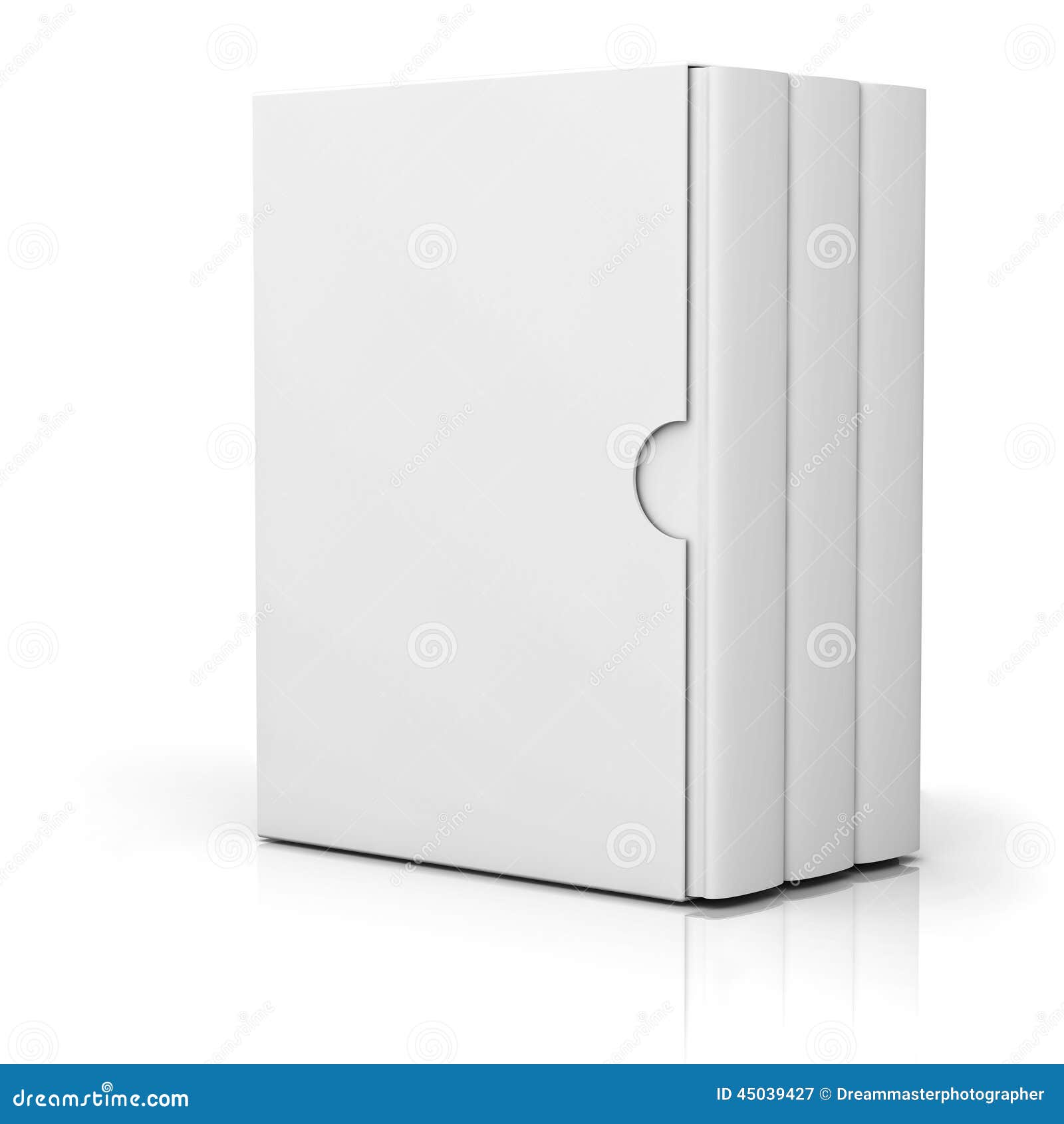 Three Books with Blank Box Cover Standing on White Stock Illustration ...