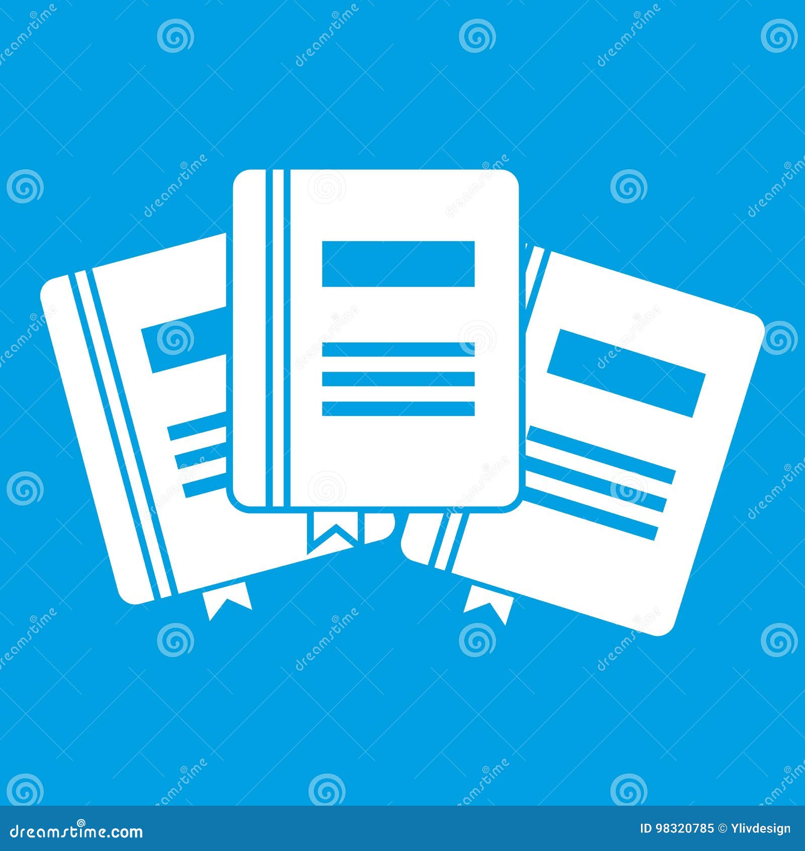 Three Books with Bookmarks Icon White Stock Vector - Illustration of ...
