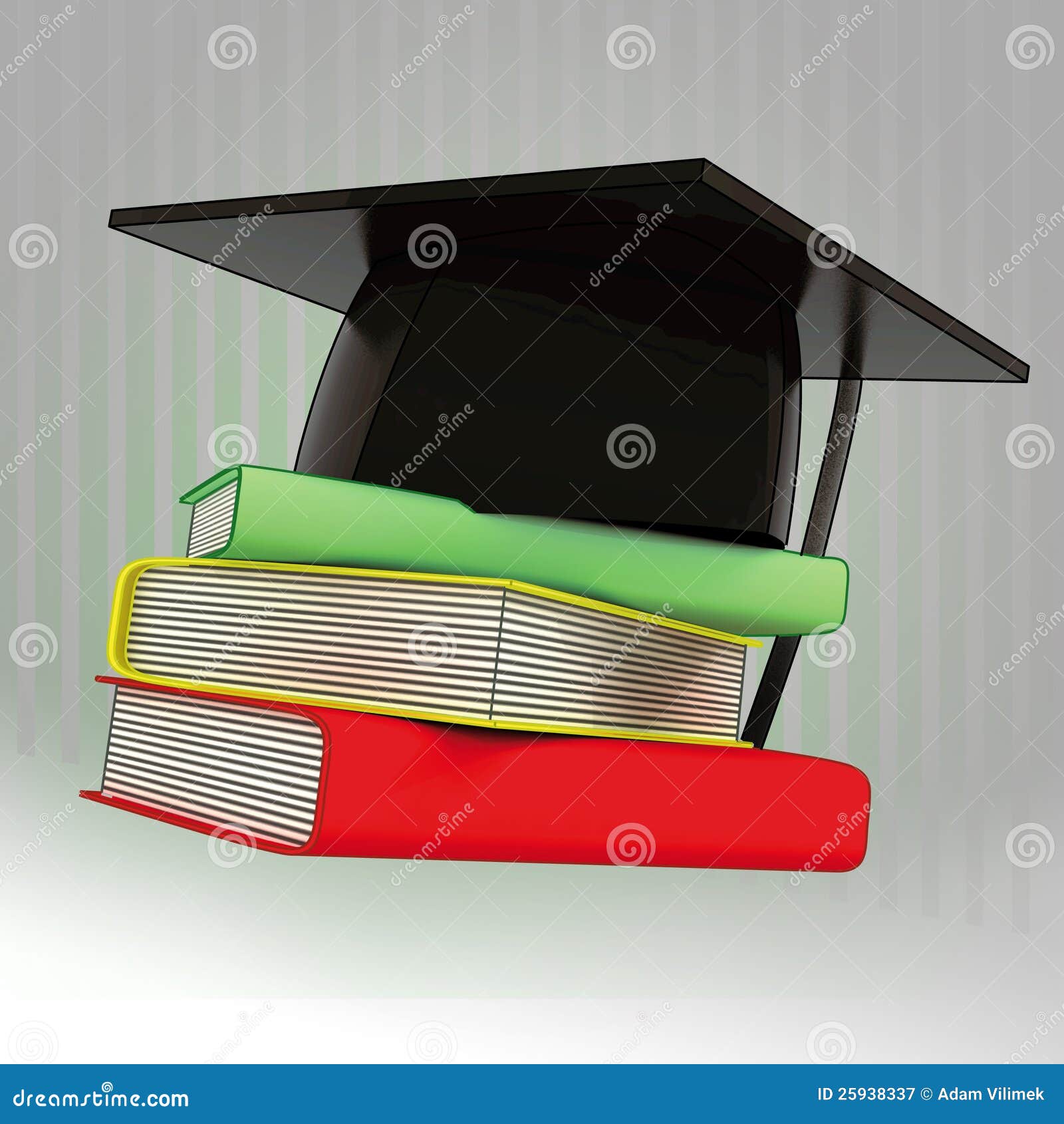 Three Books with Graduation Cap Stock Illustration - Illustration of ...