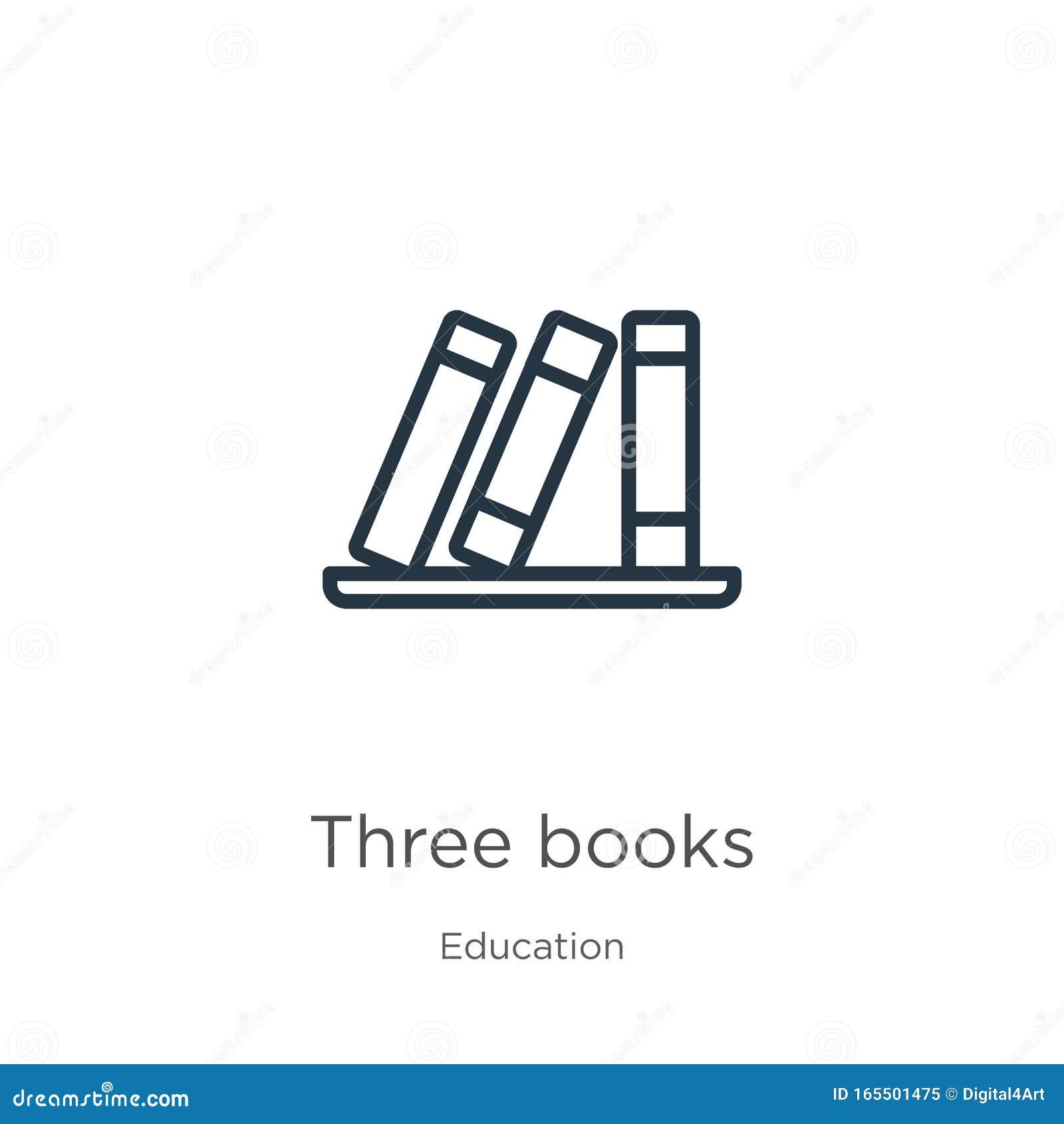 Three Books Icon. Thin Linear Three Books Outline Icon Isolated on ...