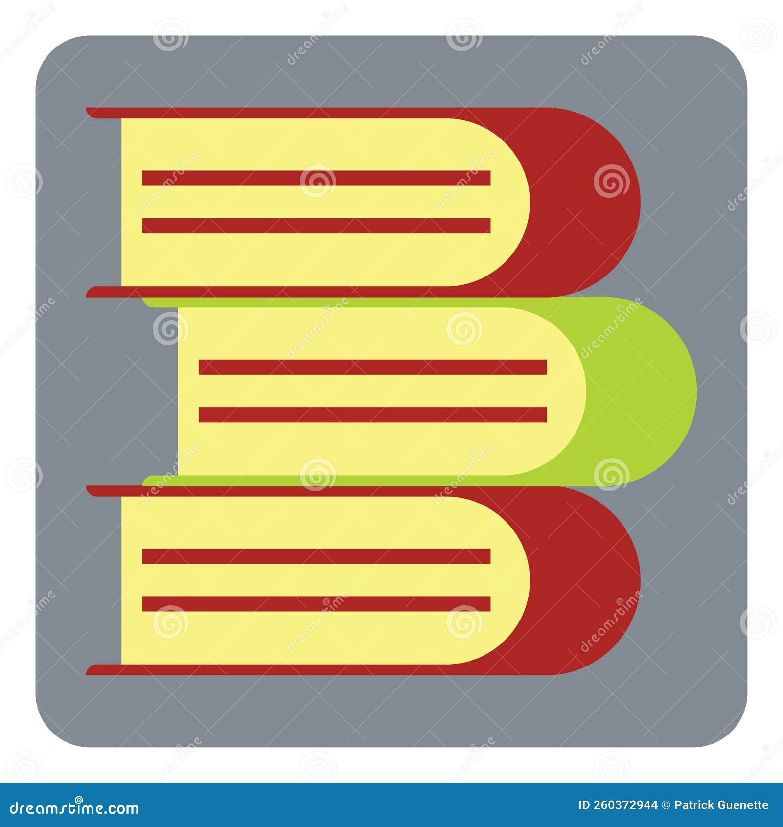 Three books, icon stock vector. Illustration of literature - 260372944