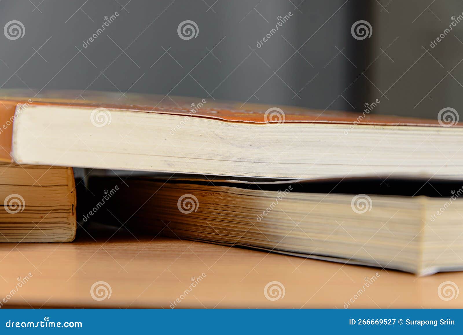 Three Books Lying on the Coffee Table Horizontally Against the Blur ...