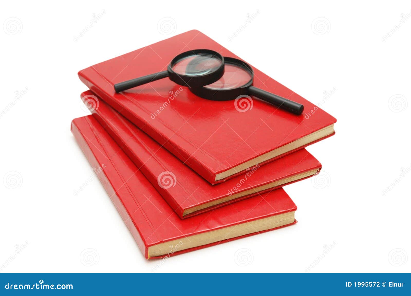 Three Books and Magnifying Gl Stock Photo - Image of back, stack: 1995572