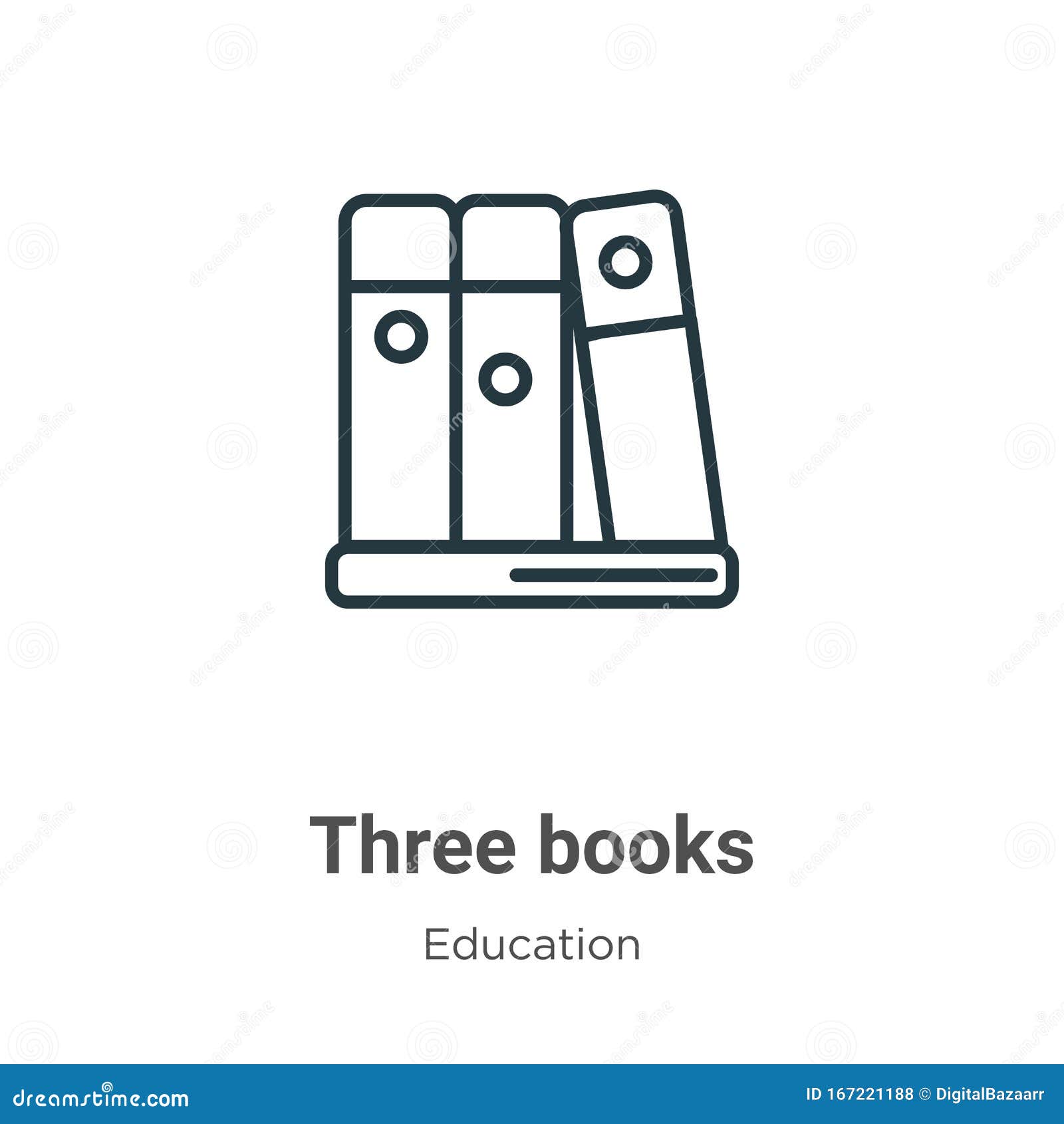 Three Books Outline Vector Icon. Thin Line Black Three Books Icon, Flat ...