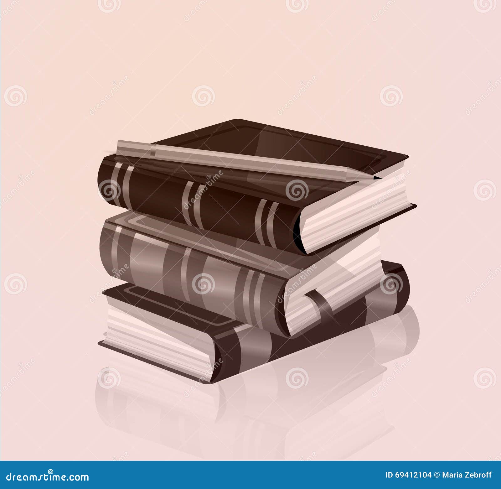 Three books with pencil stock vector. Illustration of instruction ...