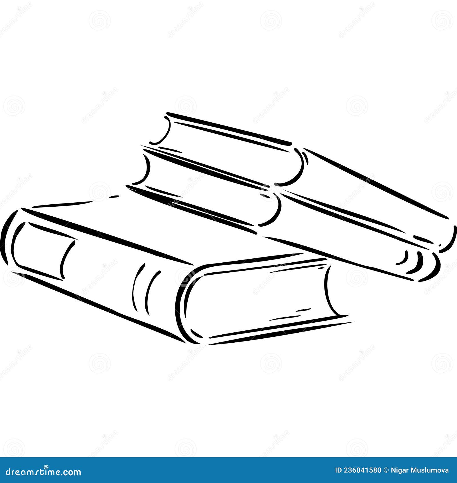 Three Books are Sideways Sketch Vector Illustration Stock Vector ...
