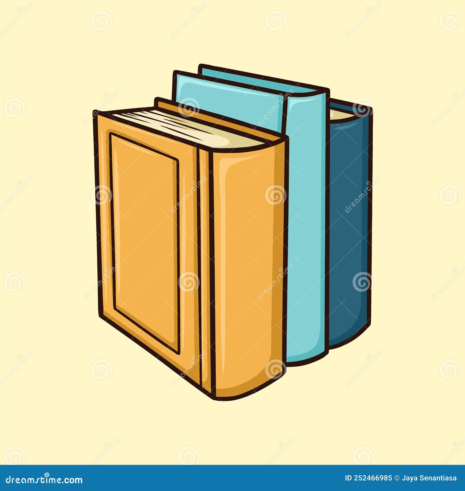 Three Books Standing in a Line Vector Cartoon Illustration Stock Vector ...