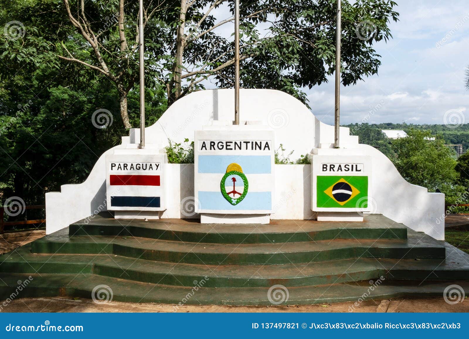 Three Borders Landmark. Puerto Iguazu - Argentina Stock Image - Image ...