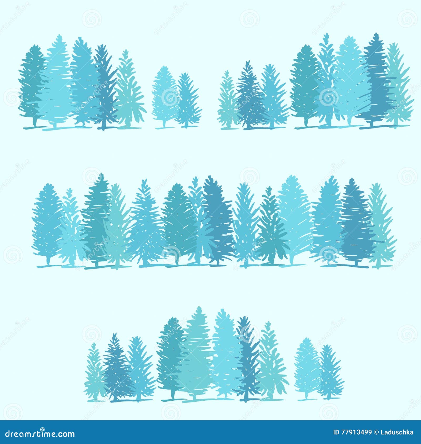 Three Borders Made of Pine Trees Stock Vector - Illustration of borders ...