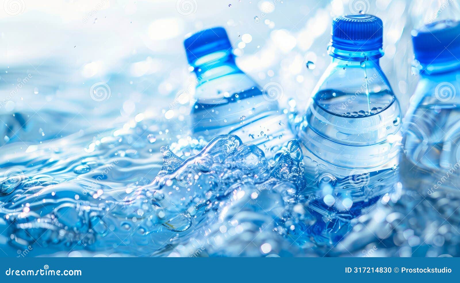Three Bottled Water Bottles Floating in Water Stock Photo - Image of ...