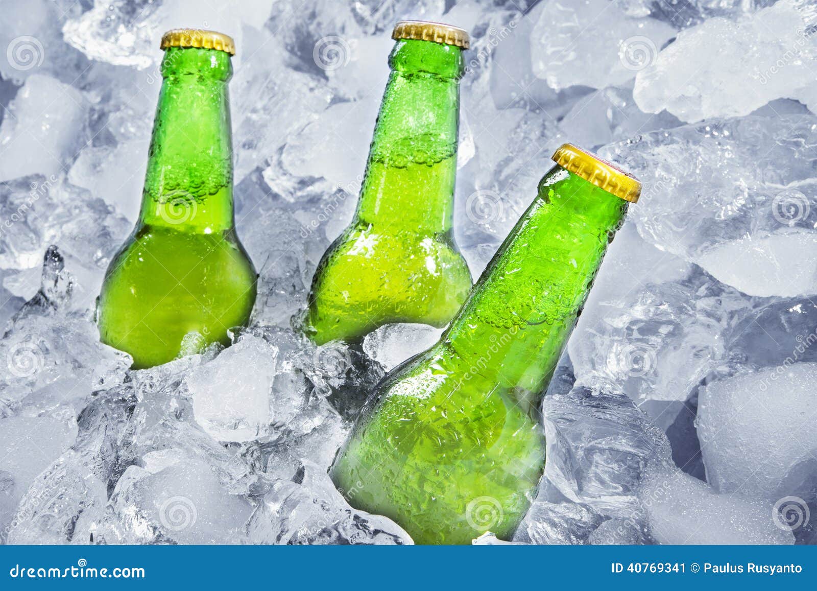 Three Bottles of Beer on Ice Stock Image - Image of refreshment ...