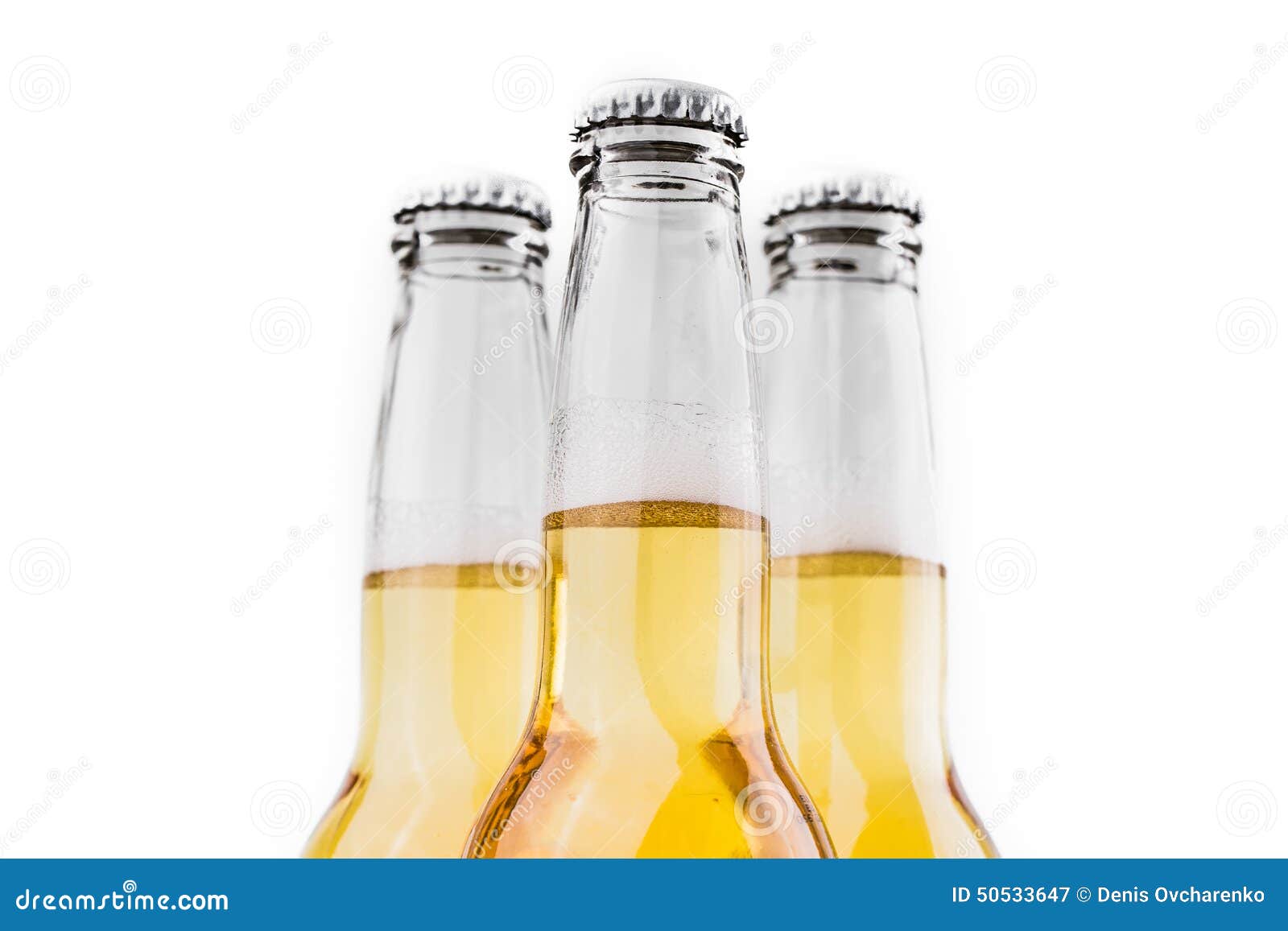 Three Bottles of Beer Isolated on White Stock Image - Image of ...