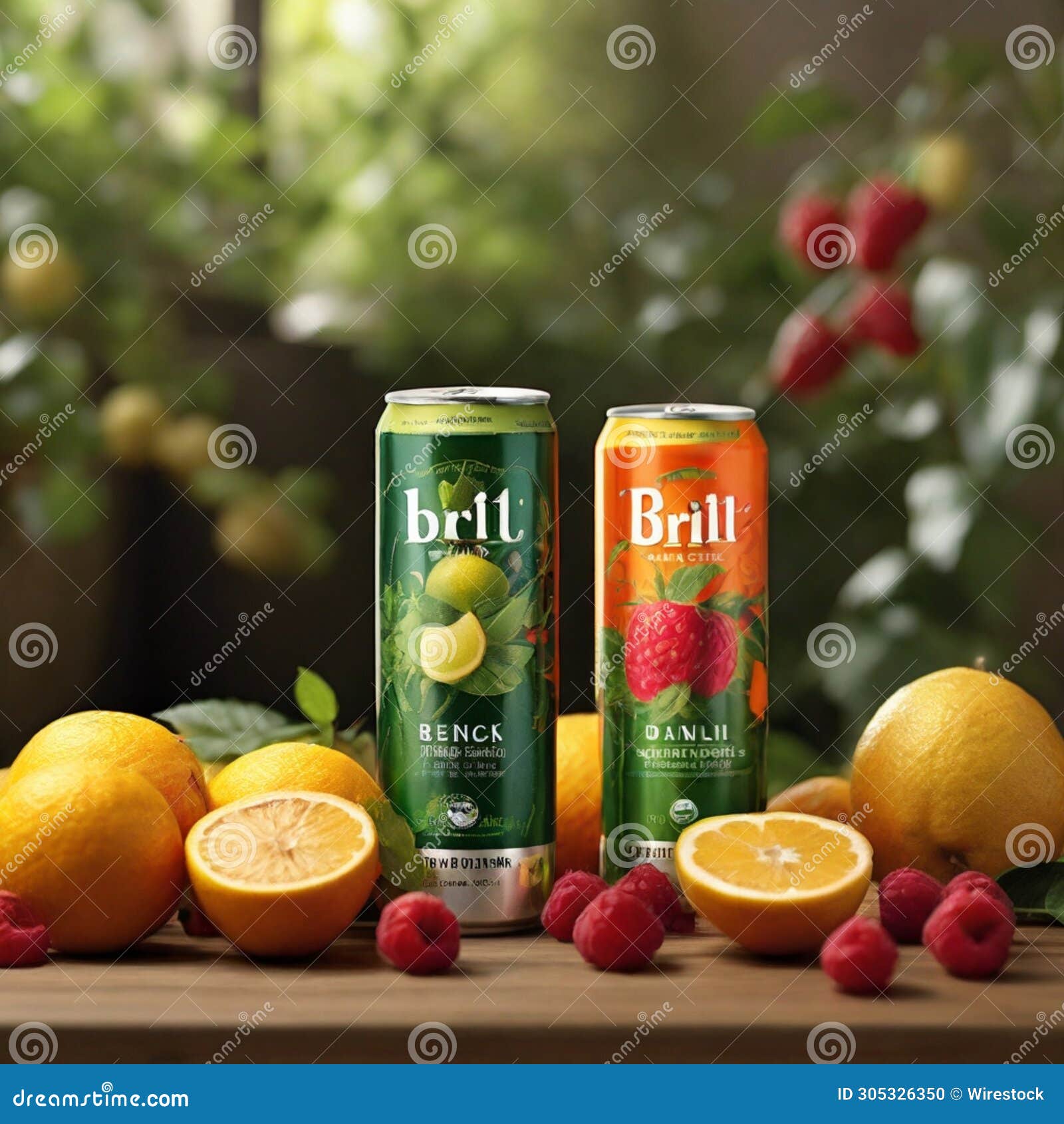 Three Bottles of Drink and Some Lemons on Top of a Table Stock Photo ...