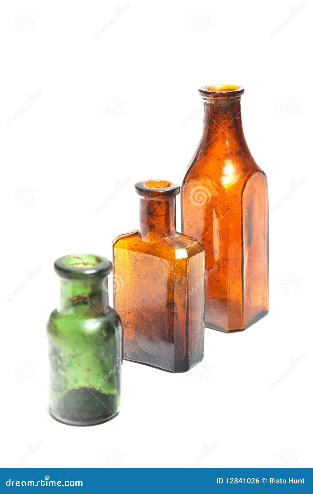 Three bottles in line stock photo. Image of bottle, octagon - 12841026