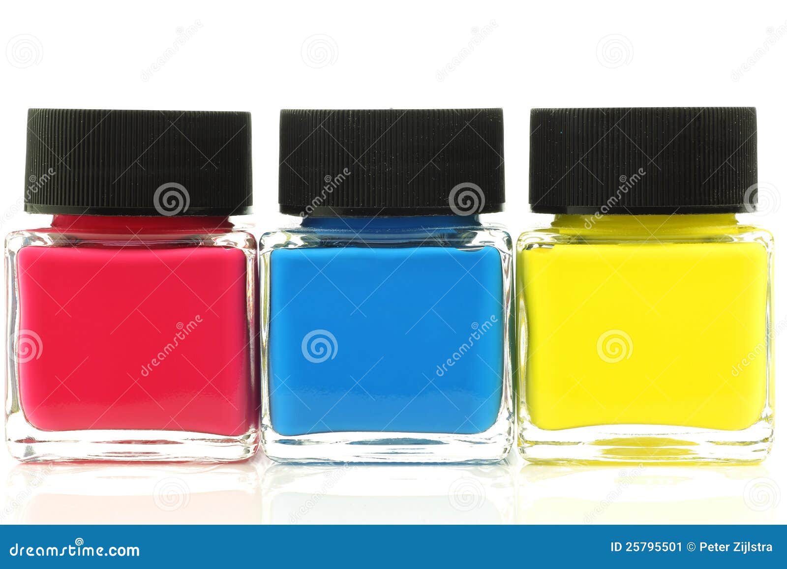 Three Bottles with the Primary Colors Paint Stock Image - Image of ...