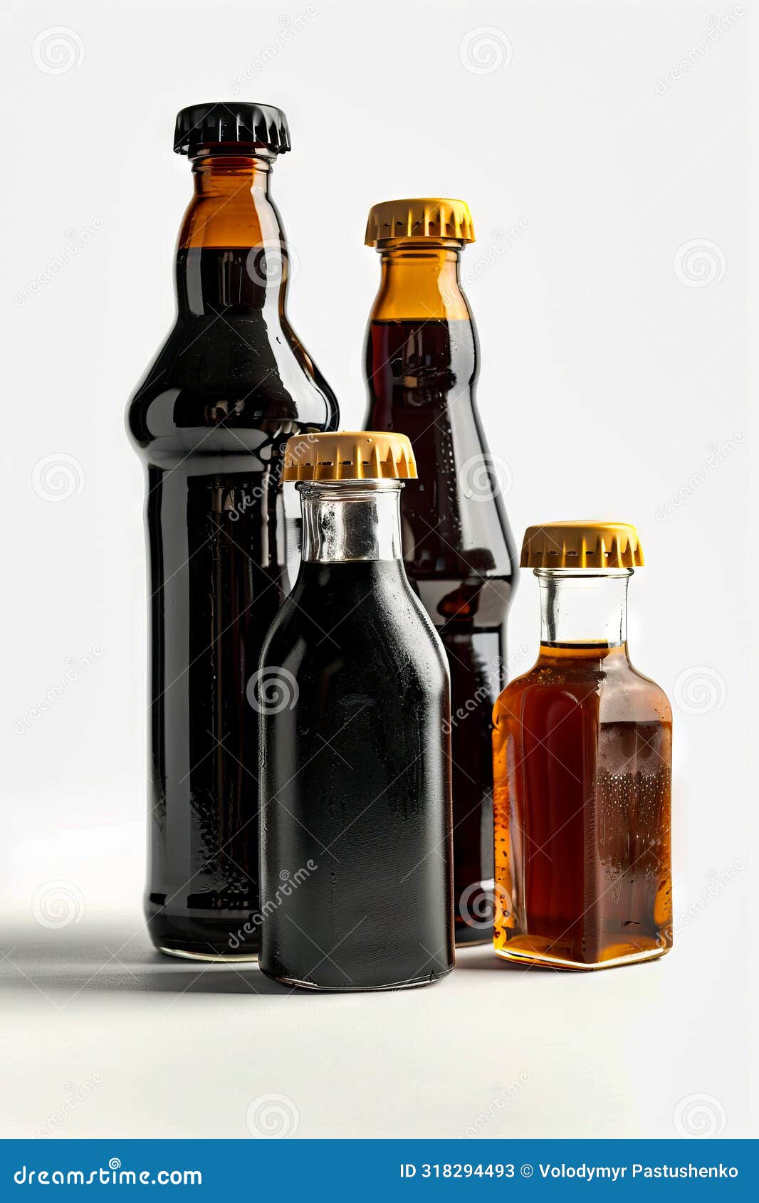 Three Bottles of Syrup on a White Surface Stock Image - Image of ...