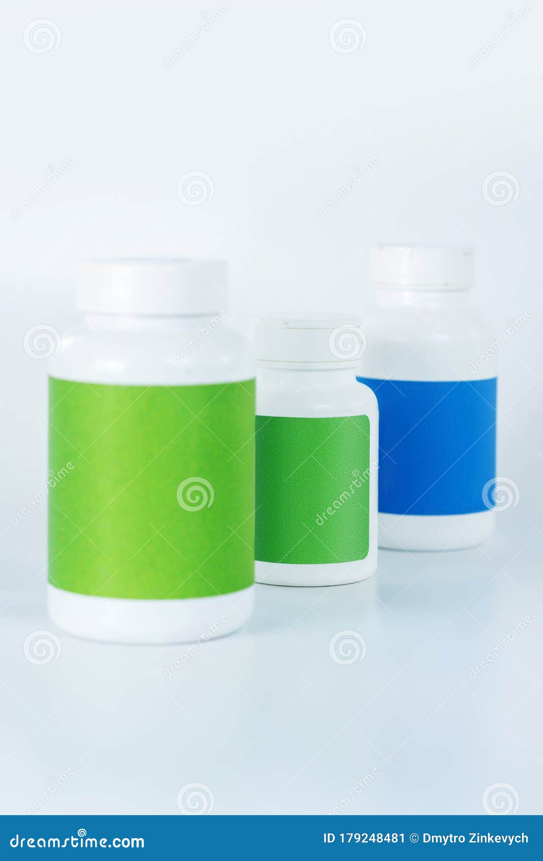 Three Bottles of Vitamins in One Row Stock Image - Image of prevention ...