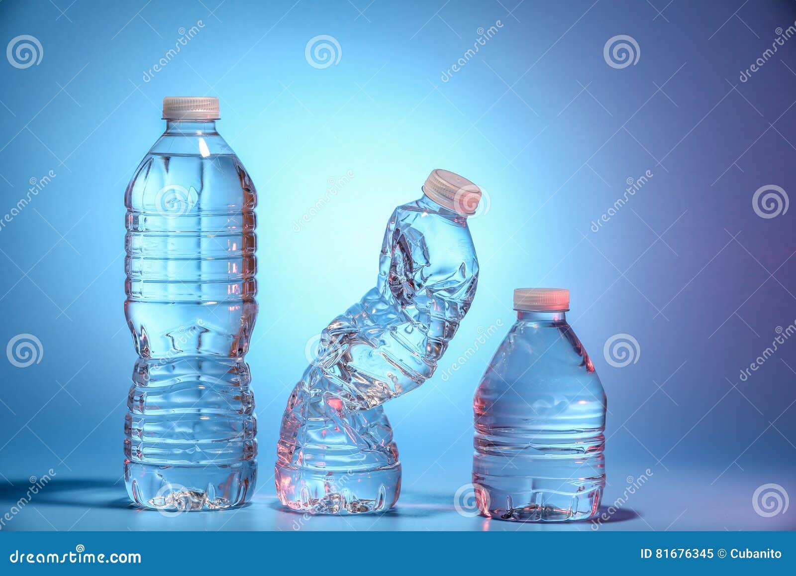 Three bottles of water stock image. Image of isolated - 81676345