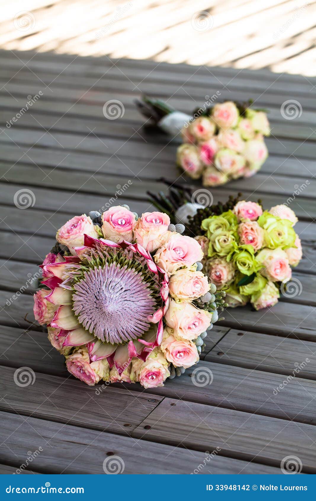 Three bouquets in a row stock photo. Image of blossom - 33948142