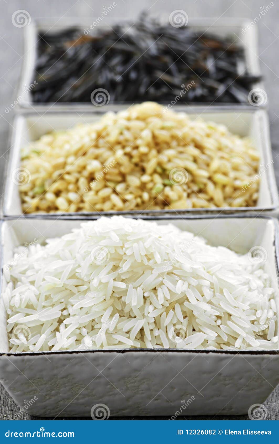 Three bowls of rice stock photo. Image of details, ingredient - 12326082