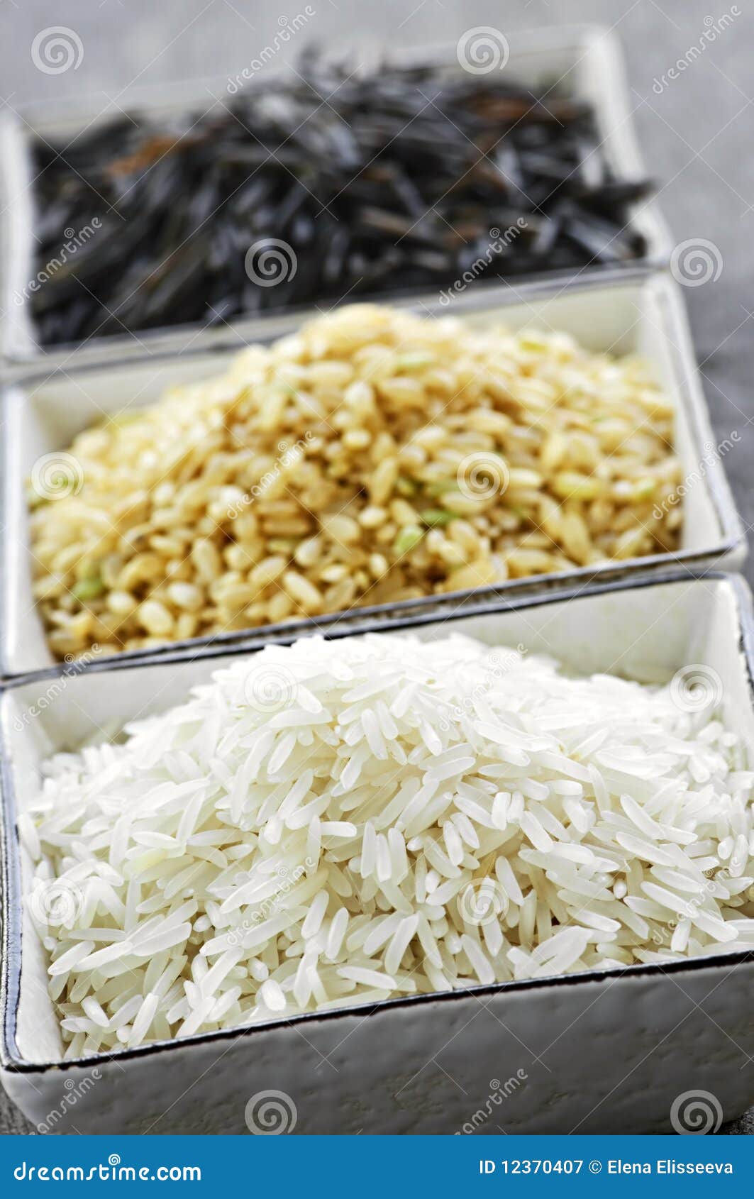 Three bowls of rice stock image. Image of detail, diet - 12370407