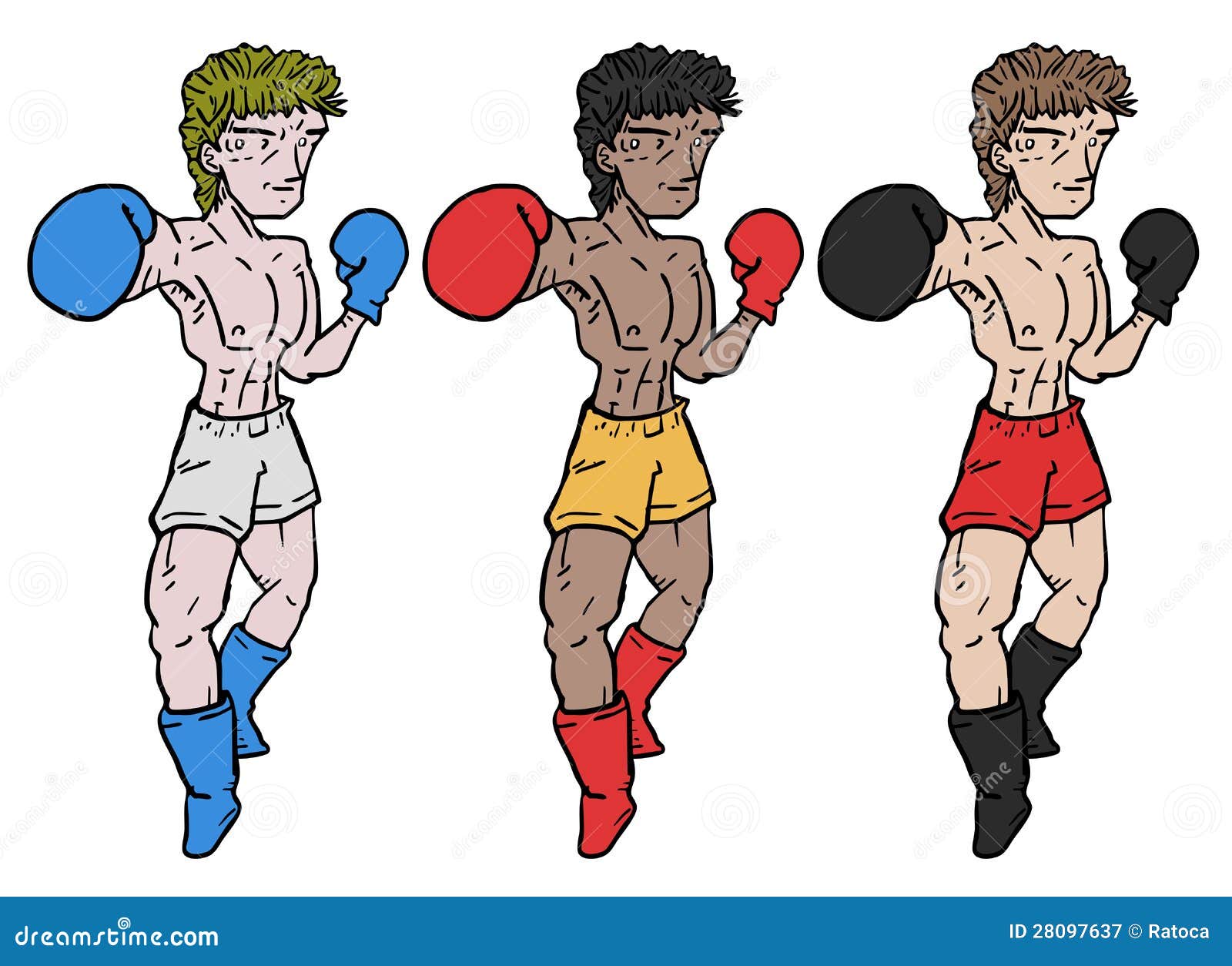 Three boxers stock vector. Illustration of strong, ring - 28097637