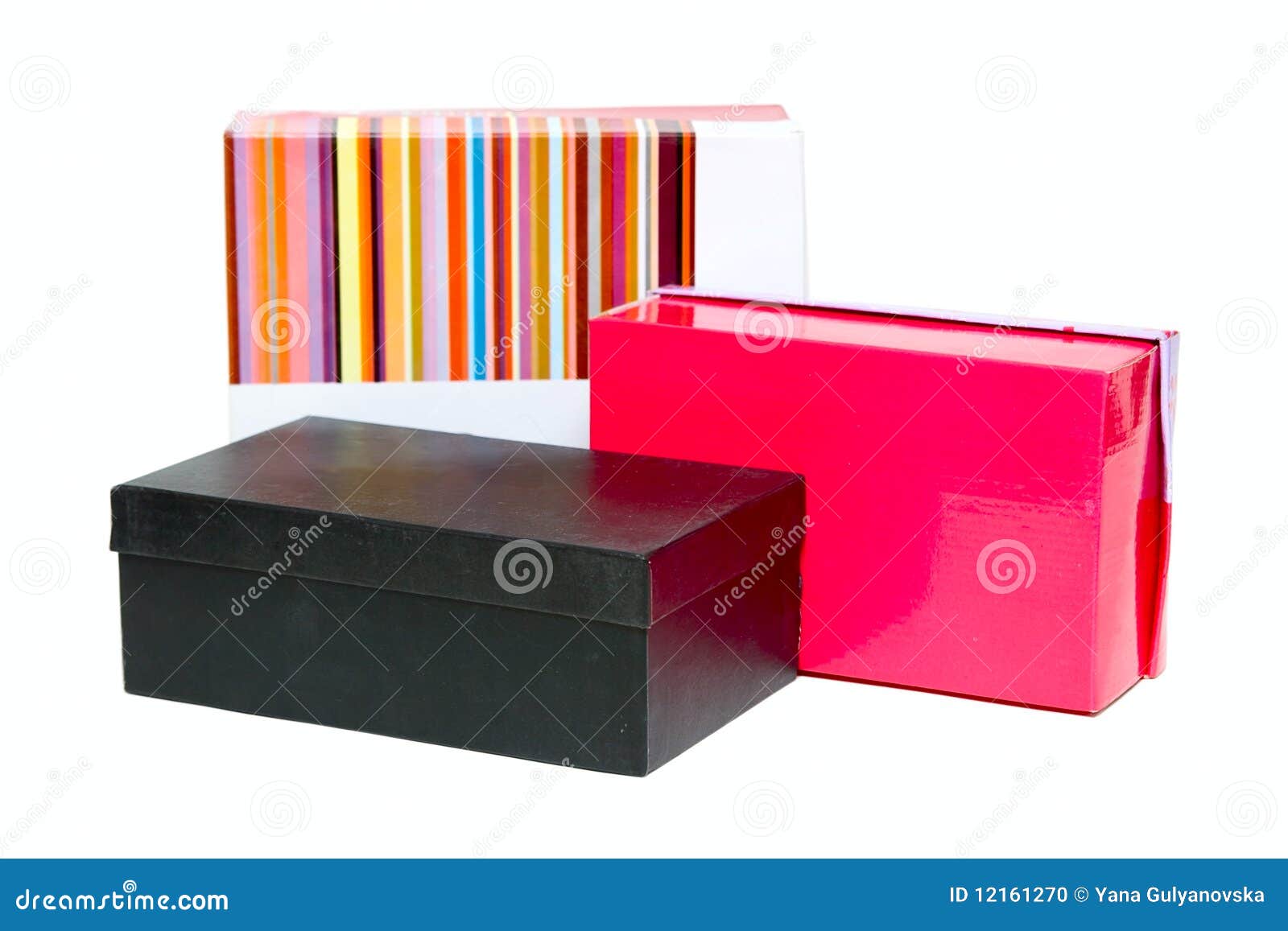 Three boxes stock photo. Image of strip, black, paper - 12161270