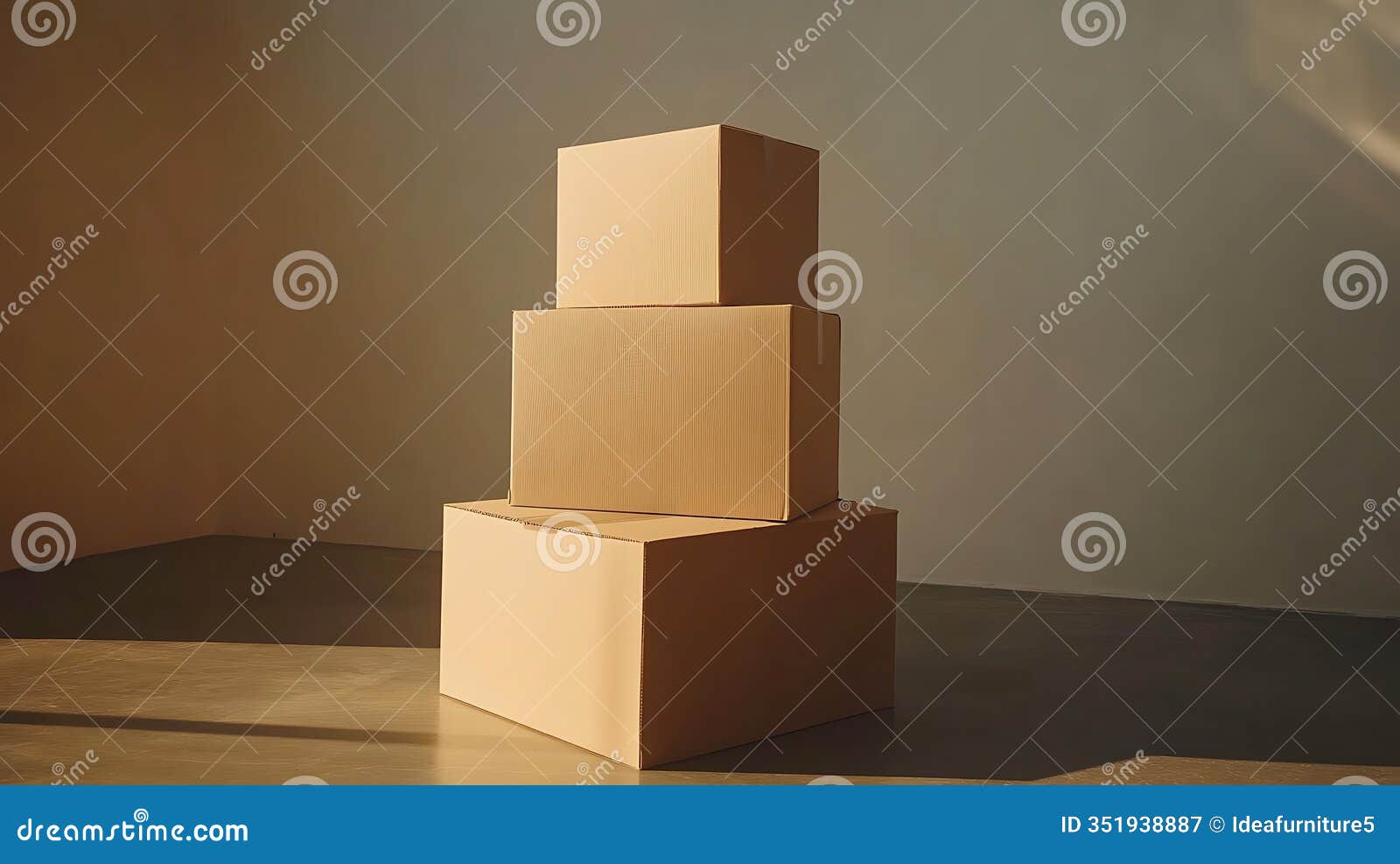 Three Boxes Stacked on Top of Each Other in a Room Stock Image - Image ...