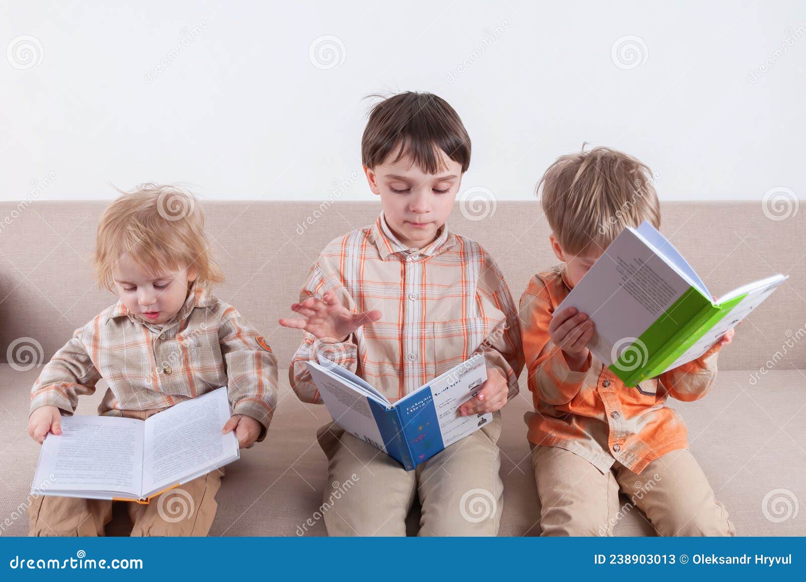 Three Boys are Reading Books Concept of Intelligence Stock Image ...