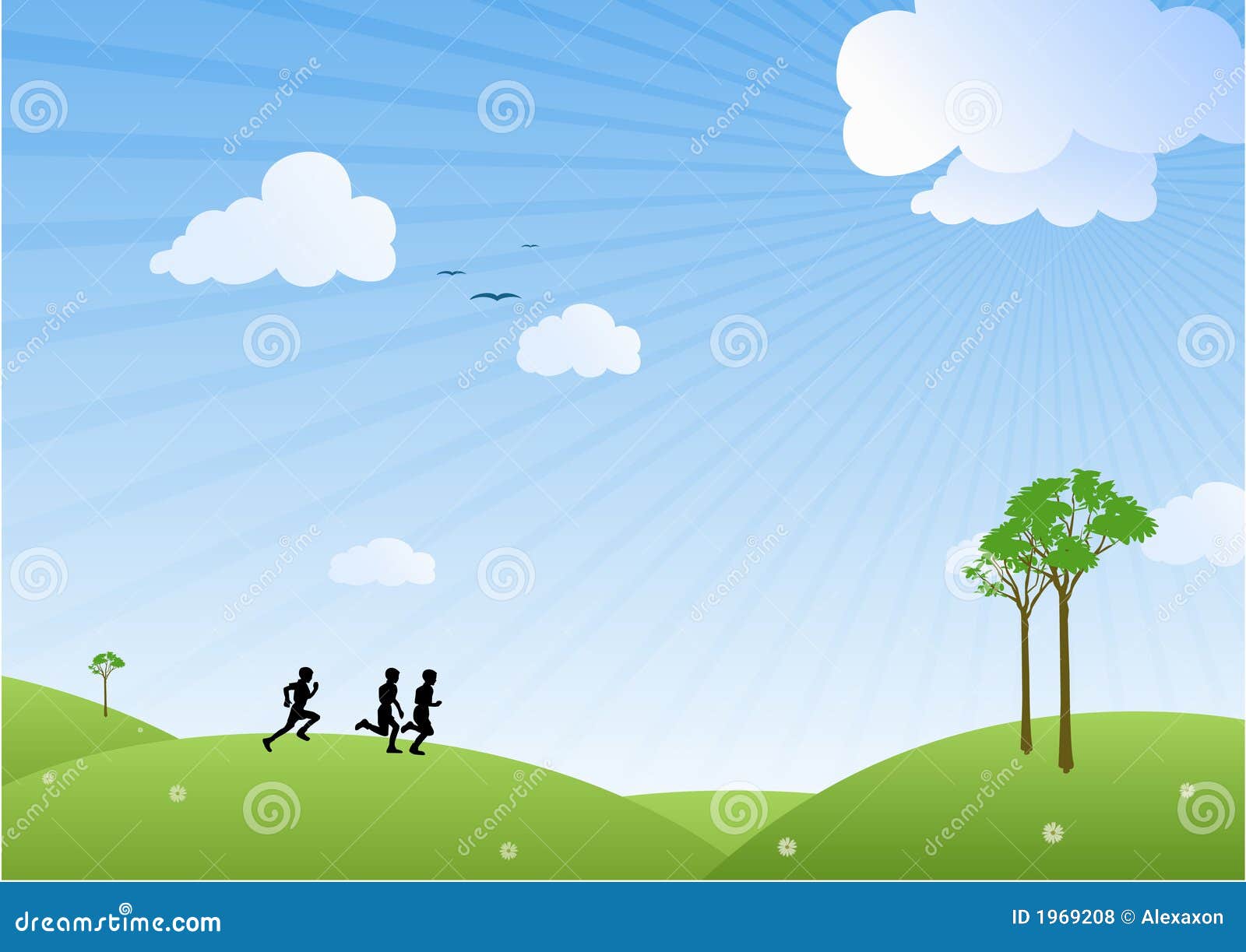 Three Boys Running stock vector. Illustration of child - 1969208