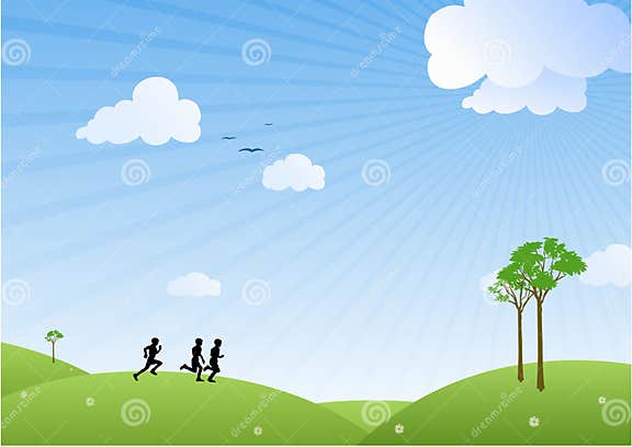 Three Boys Running stock vector. Illustration of child - 1969208