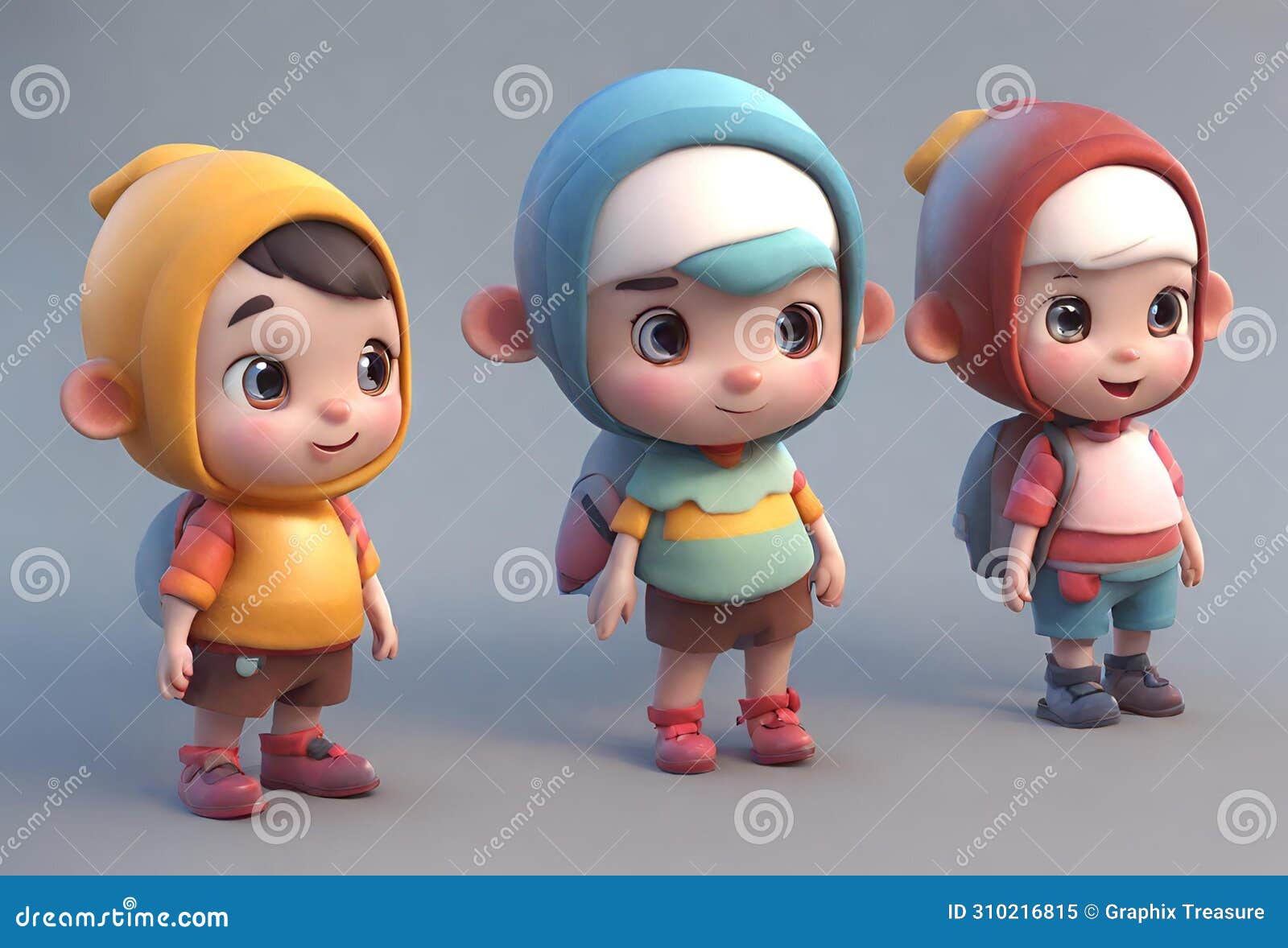 Three Boys are Standing Cartoon Illustration Generative AI Stock ...