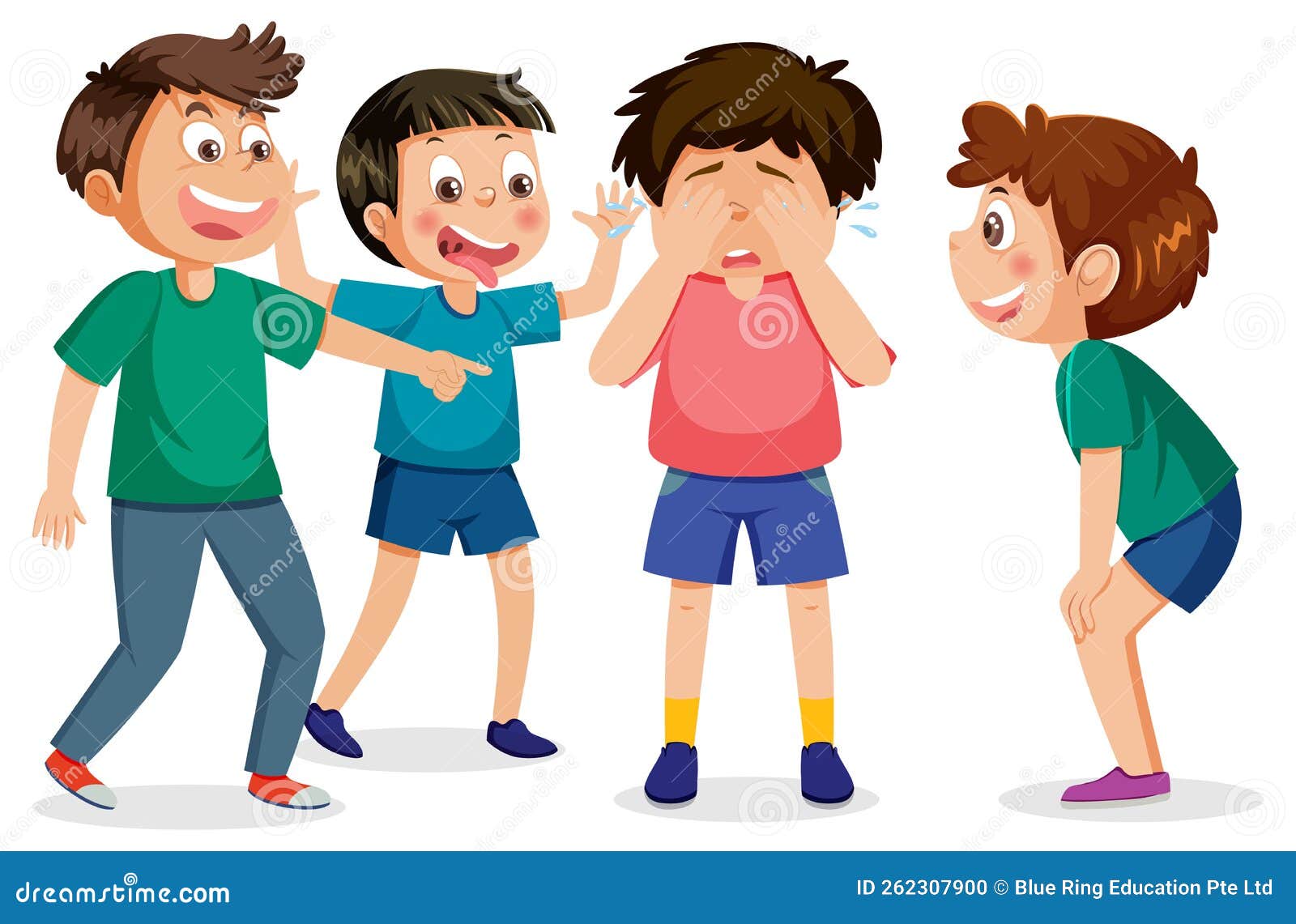 Three Boys Teasing and Laughing at Their Friend Stock Vector ...