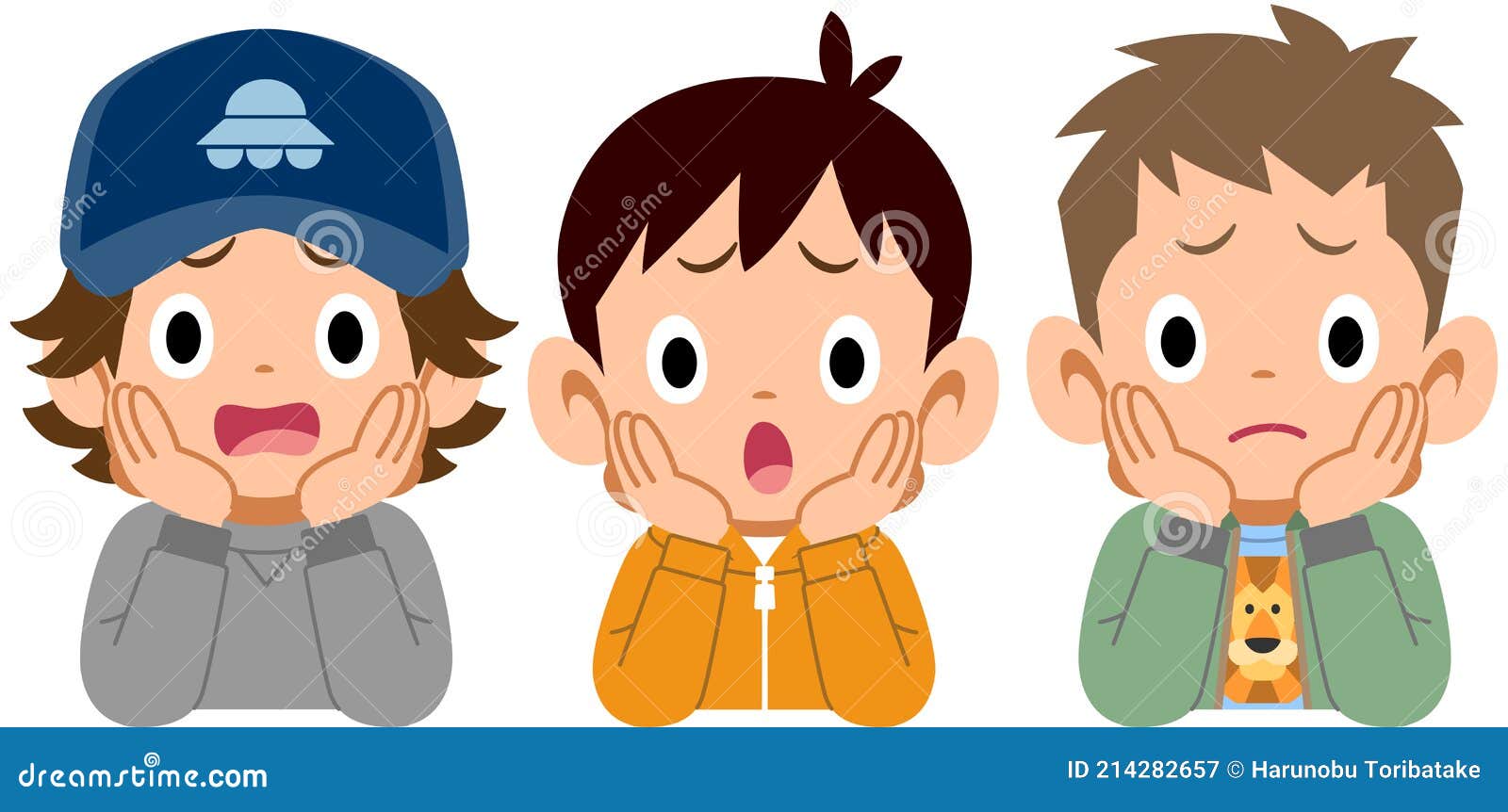 Three Boys Under Question Marks And Exclamation Marks. Brooding ...