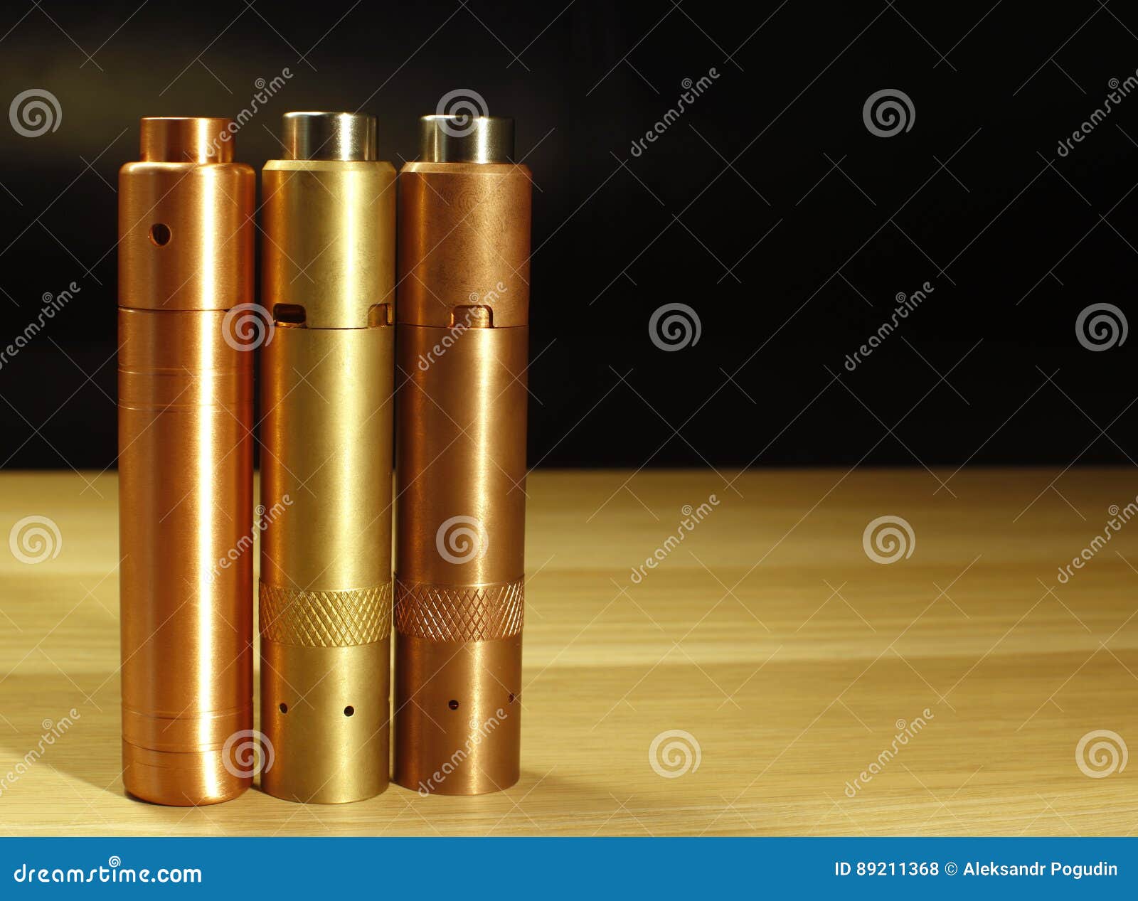 Three Brass and Copper Mechanical Mods for Vaping Electronic Cigarette ...