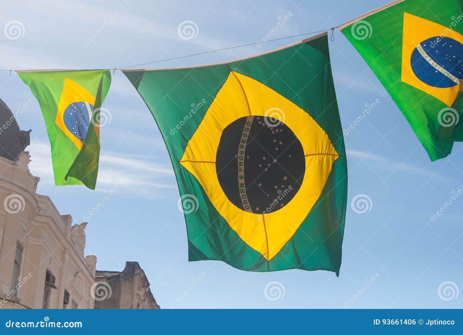 Three Brazilian flags stock photo. Image of culture, brazil - 93661406