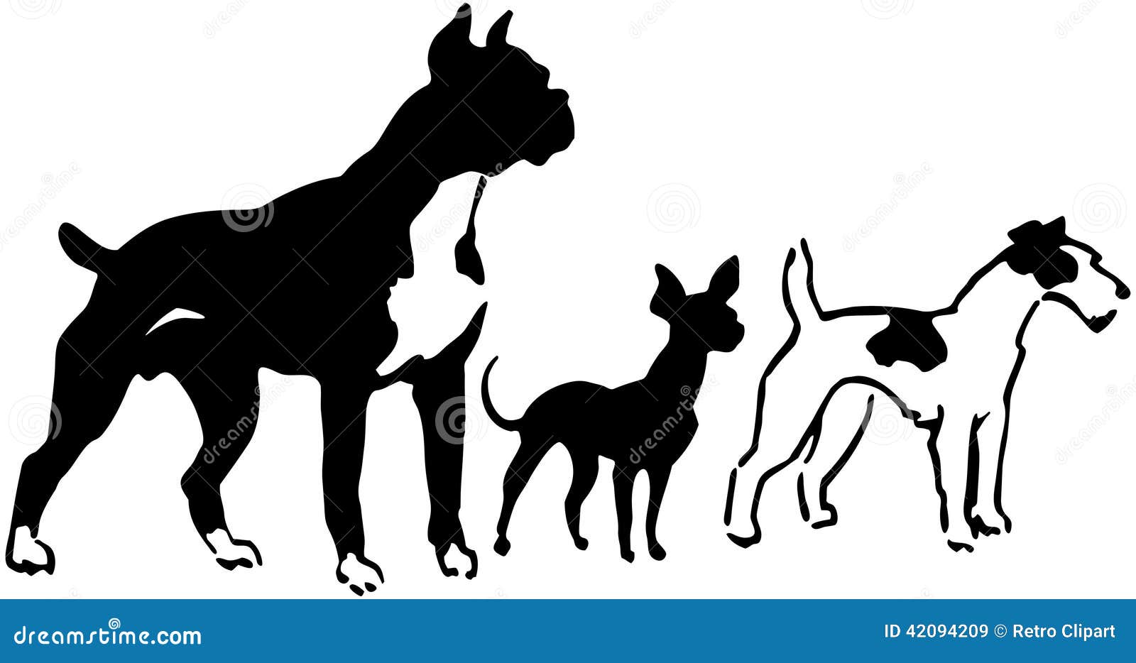 Three Breeds of Dogs stock vector. Illustration of fifties - 42094209