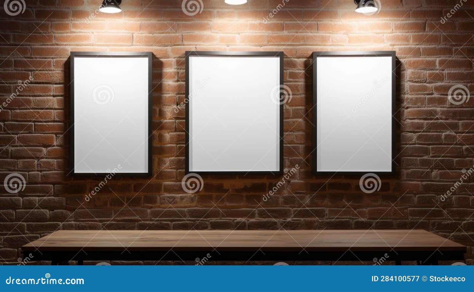Three Brick Wall Posters with Brushwork Emphasis and Clean-lined Frame ...