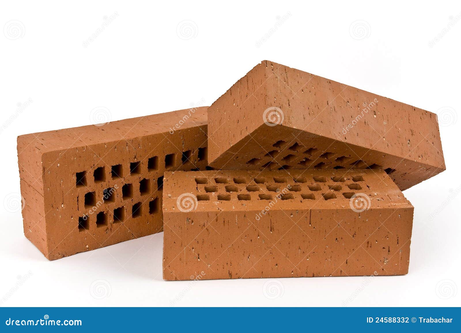 Three Red Bricks Aligned. Old Broken Red Clay Tile Stock Image ...