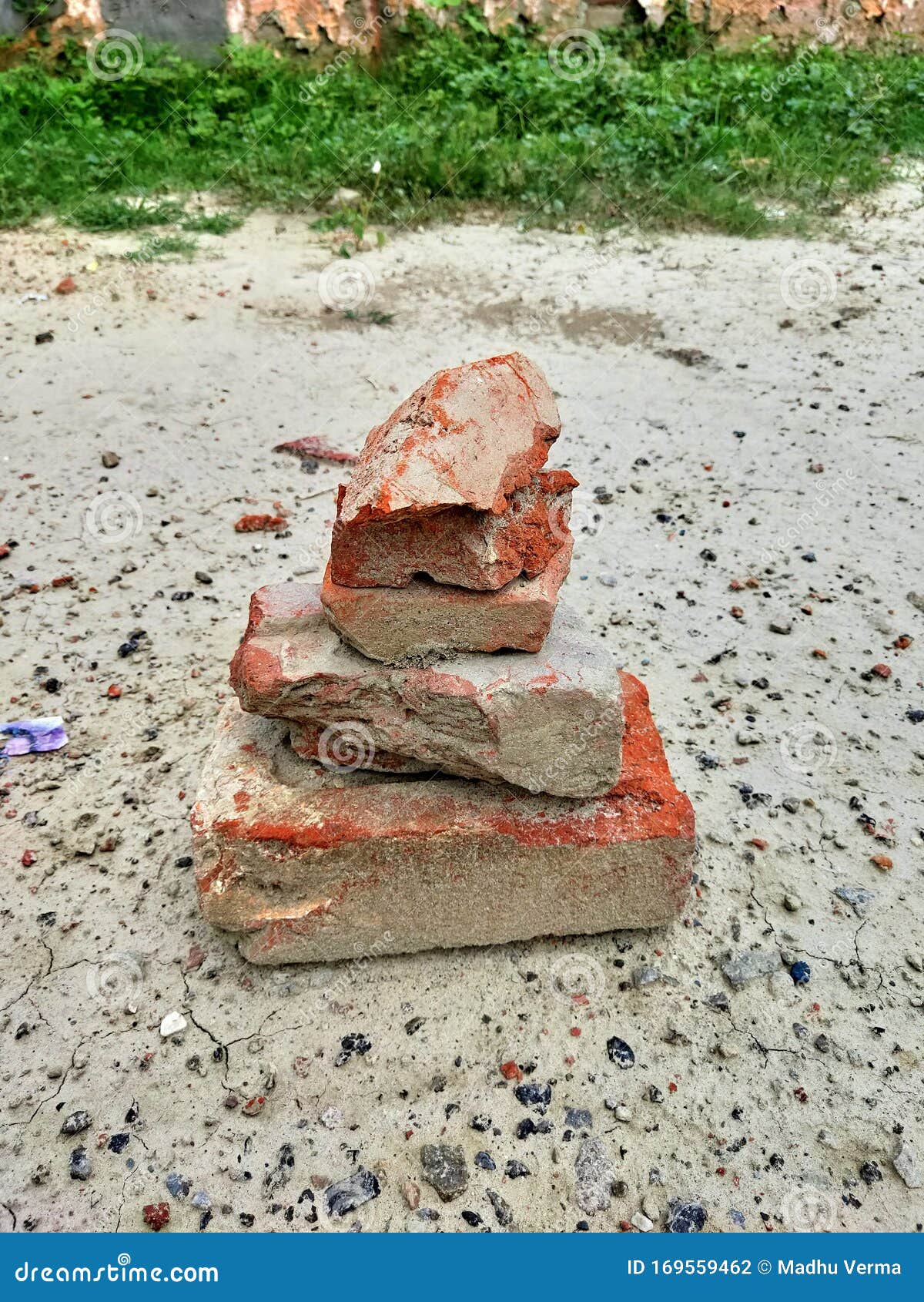 Three Bricks Placed in a Horizontal Manner Stock Photo - Image of ...