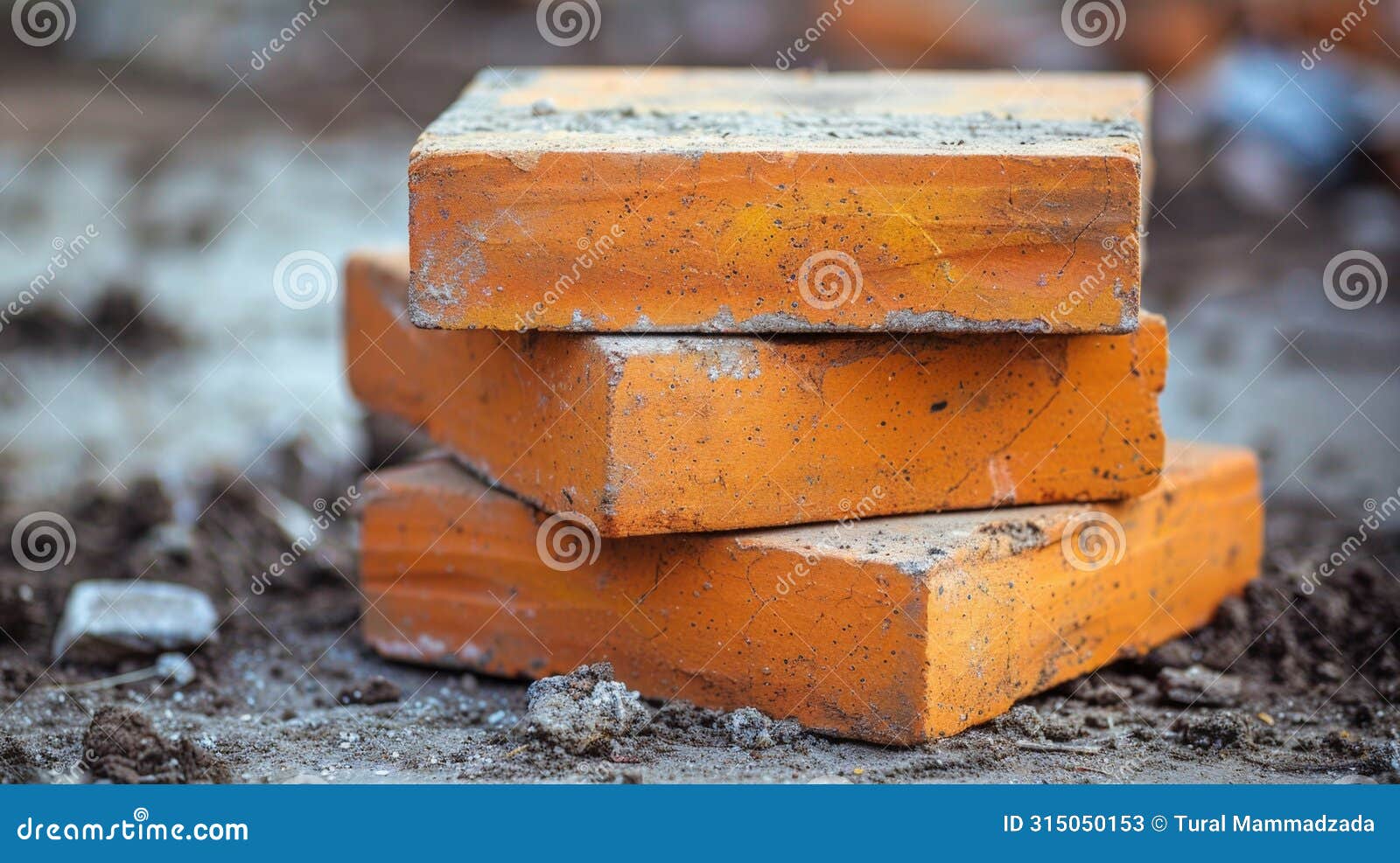 Three Bricks Stacked in Soil Stock Image - Image of vertical, piled ...