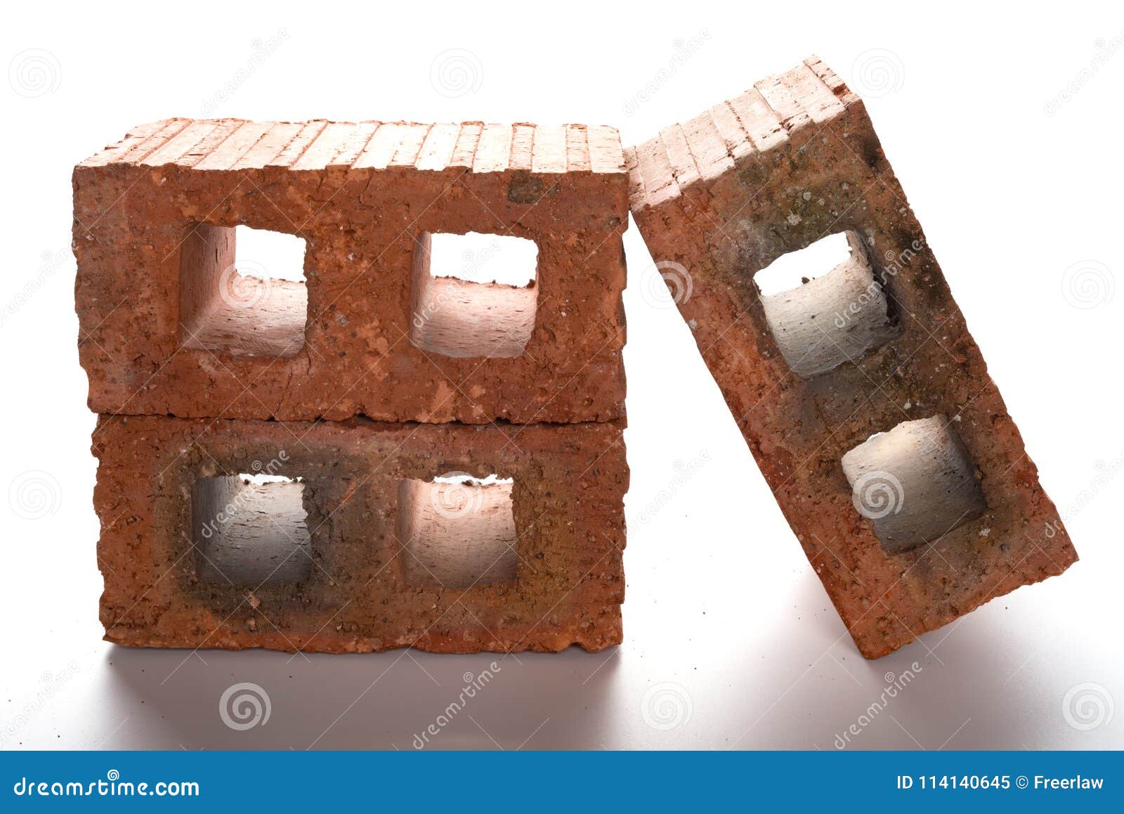 Three Red Bricks Aligned. Old Broken Red Clay Tile Stock Image ...