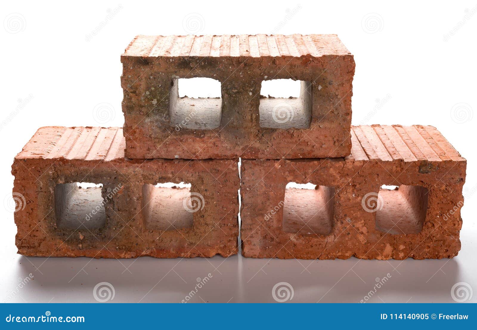 Three Red Bricks Aligned. Old Broken Red Clay Tile Stock Image ...