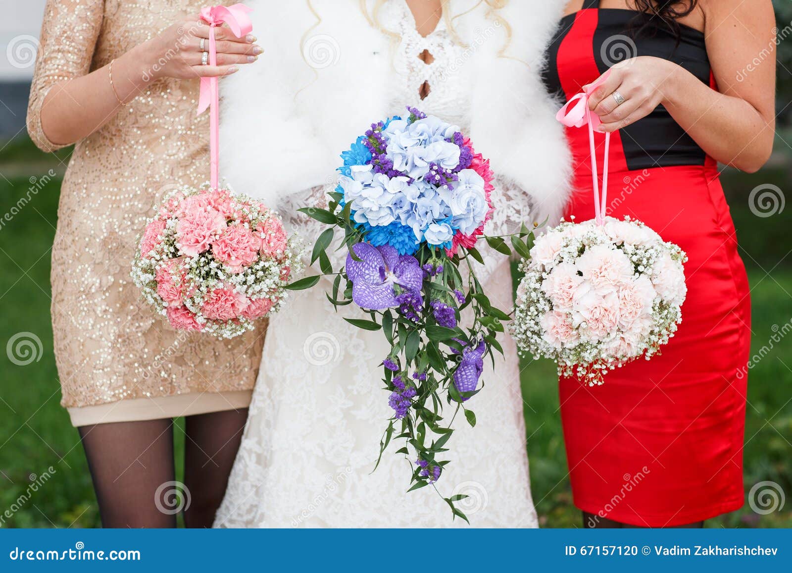 Three Bridesmaids Holding Bouquets Stock Photo - Image of bride, happy ... Three Bridesmaids Holding Bouquets Stock Photo - Image of bride, happy ...
